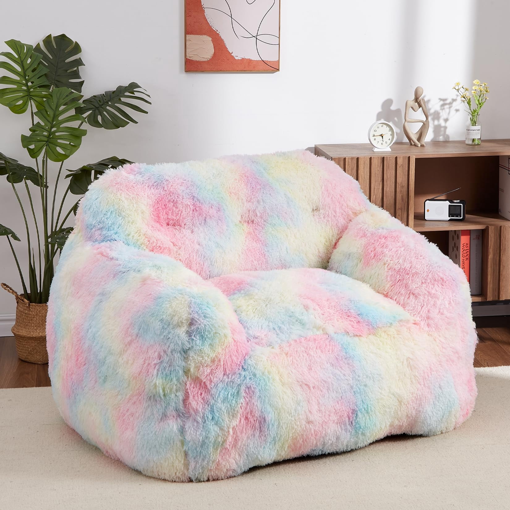 Bean Bag Chairs for Kids, Modern Rainbow Colors Beanbag Sofa with ...