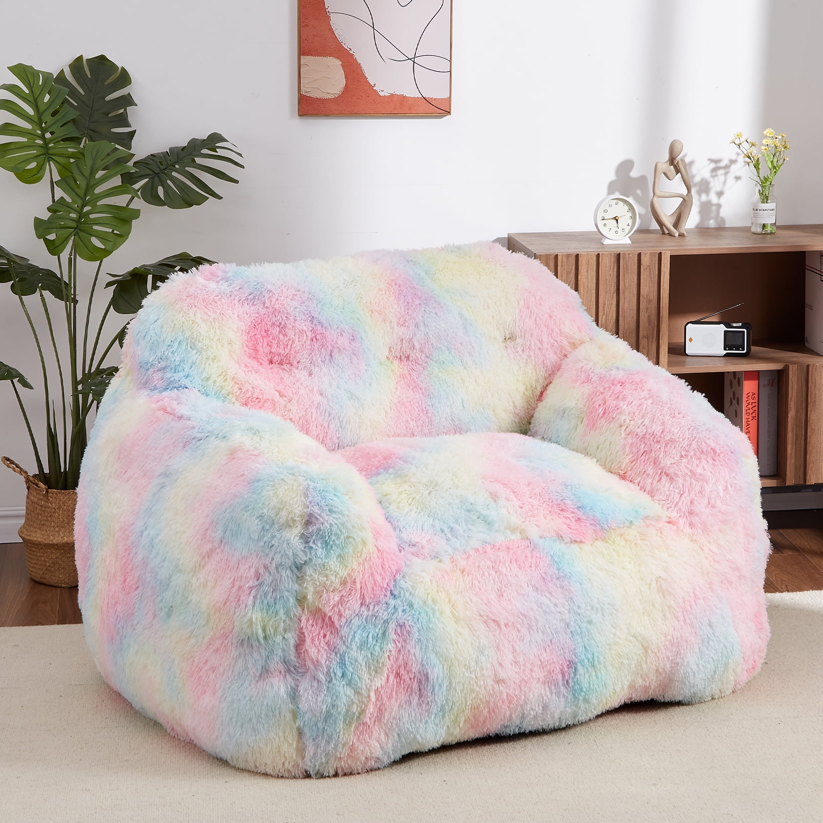 Bean Bag Chairs for Kids, Modern Rainbow Colors Beanbag Sofa with ...
