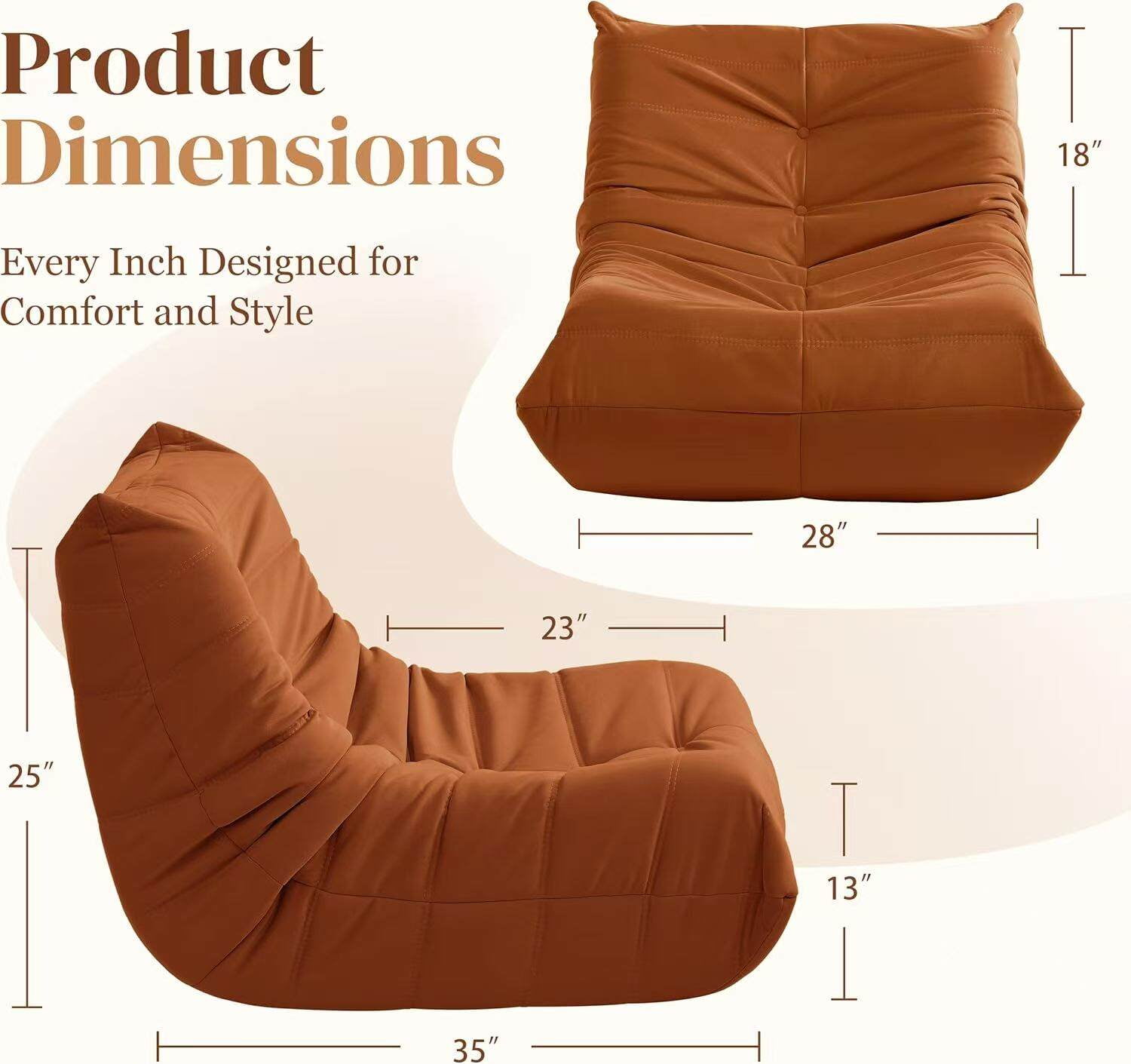 Bean Bag Chairs Luxury Accent Chair Button-Tufted Detail Orange ...