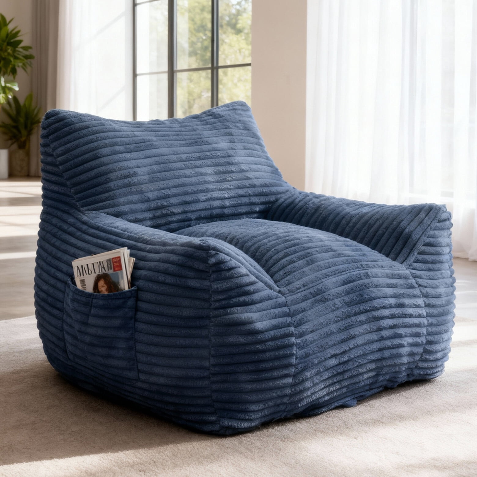 Bean Bag Chairs, Memory Foam Bean Bag Chairs for Adults, Living Room ...