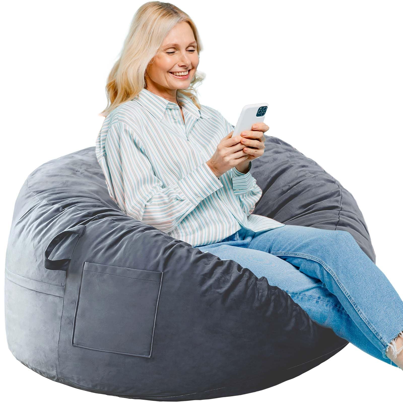 Bean Bag Chairs, Memory Foam Stuffing Bean Bag Chair for Adults/Teens ...