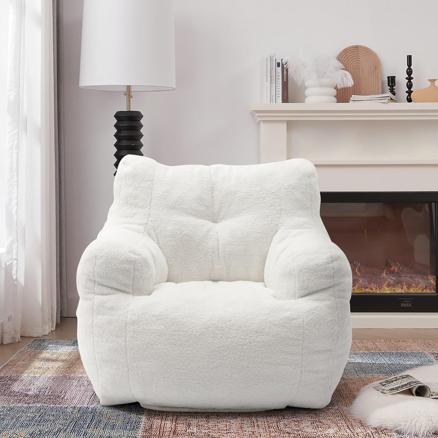 Bean Bag Chairs for Adults and Kid Teddy Fabric Fluffy and Lazy Sofa ...