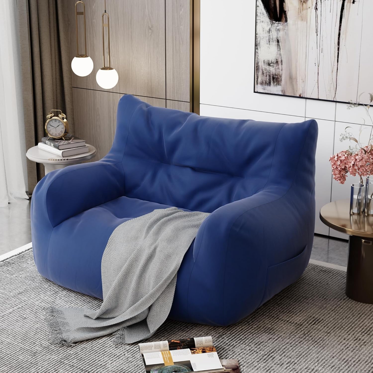 Bean Bag Couch for Adults 2-Seater Fluffy Couch Bean Bag Chair Couch ...