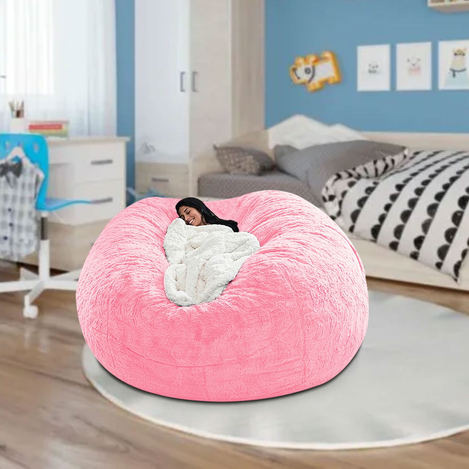 Bean Bag Cover,Fluffy Bean Bag Chair Cover Only for Large Bean Bags ...