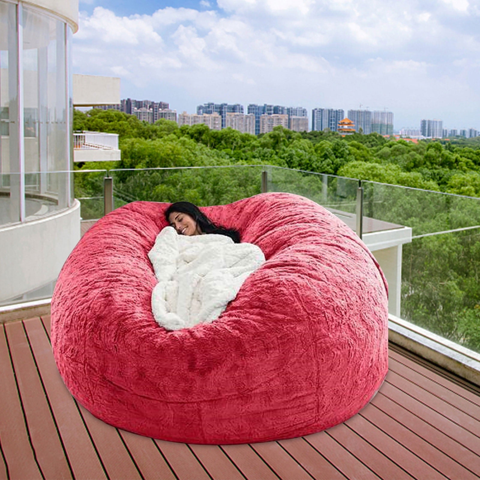 Bean Bag Cover(No Filler), Fluffy Bean Bag Chairs Cover Only, Stuffed ...