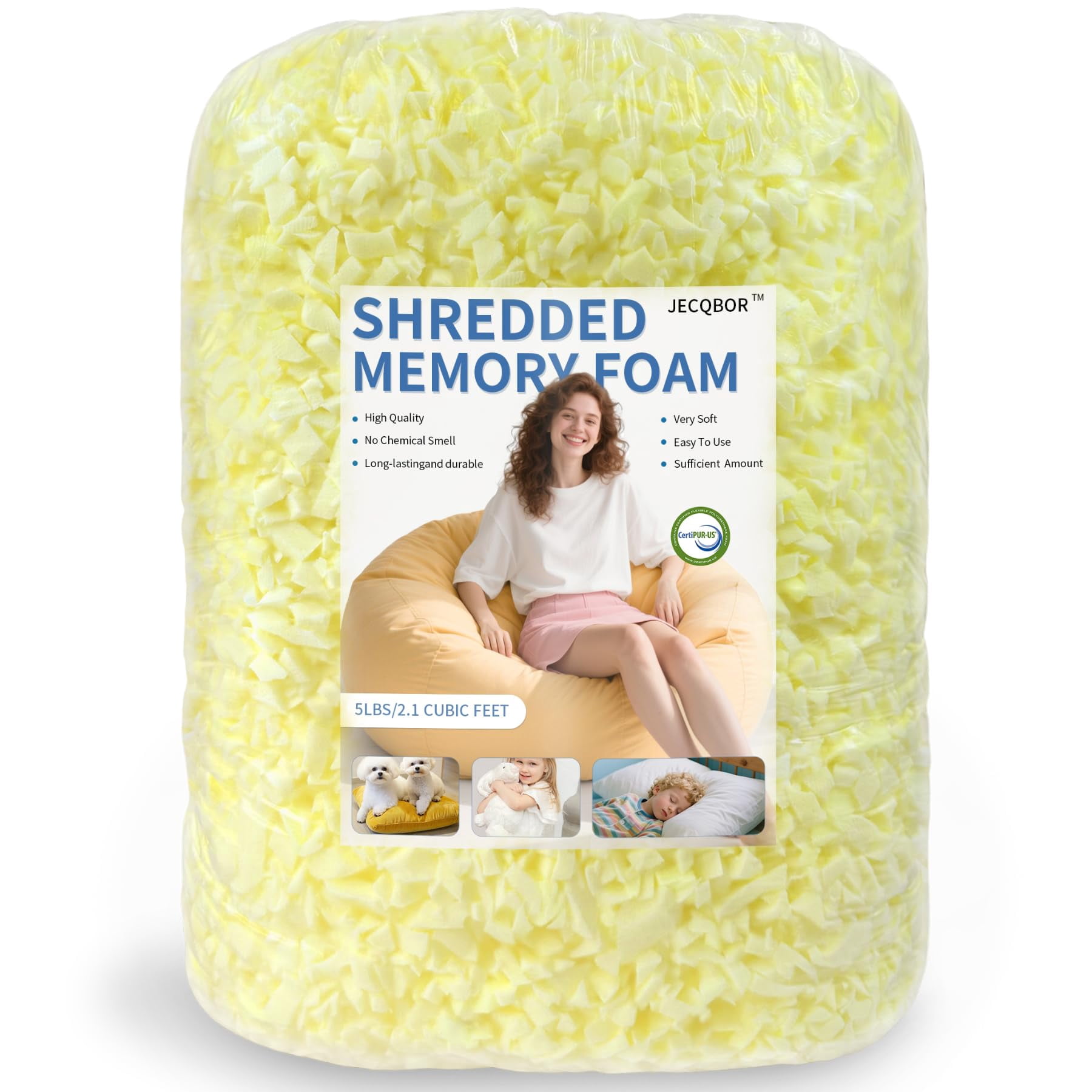 Bean Bag Filler, 10lbs Shredded Memory Foam Filling, Soft Pillow ...
