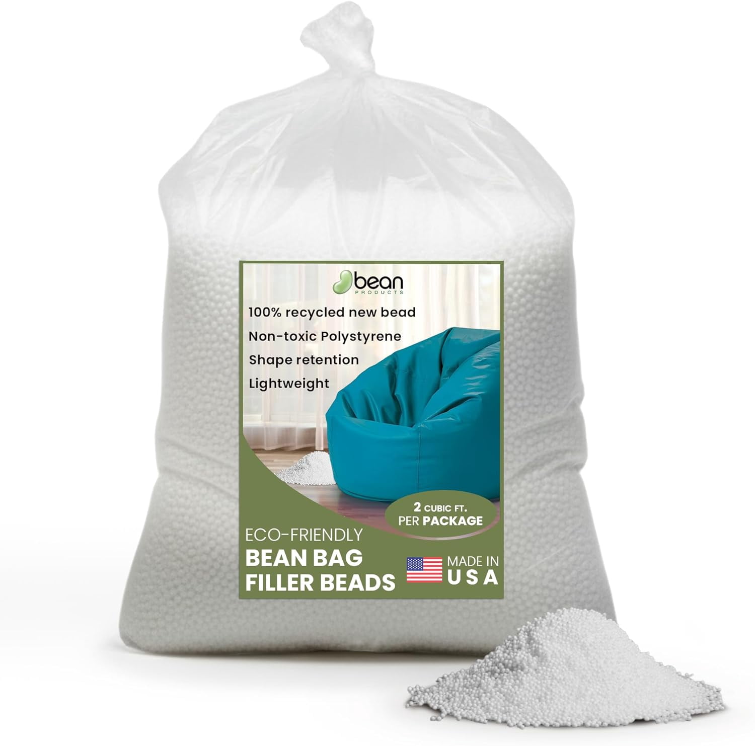 Bean Bag Refill Beads - 100% Recycled New Polystyrene Filler Beads for ...