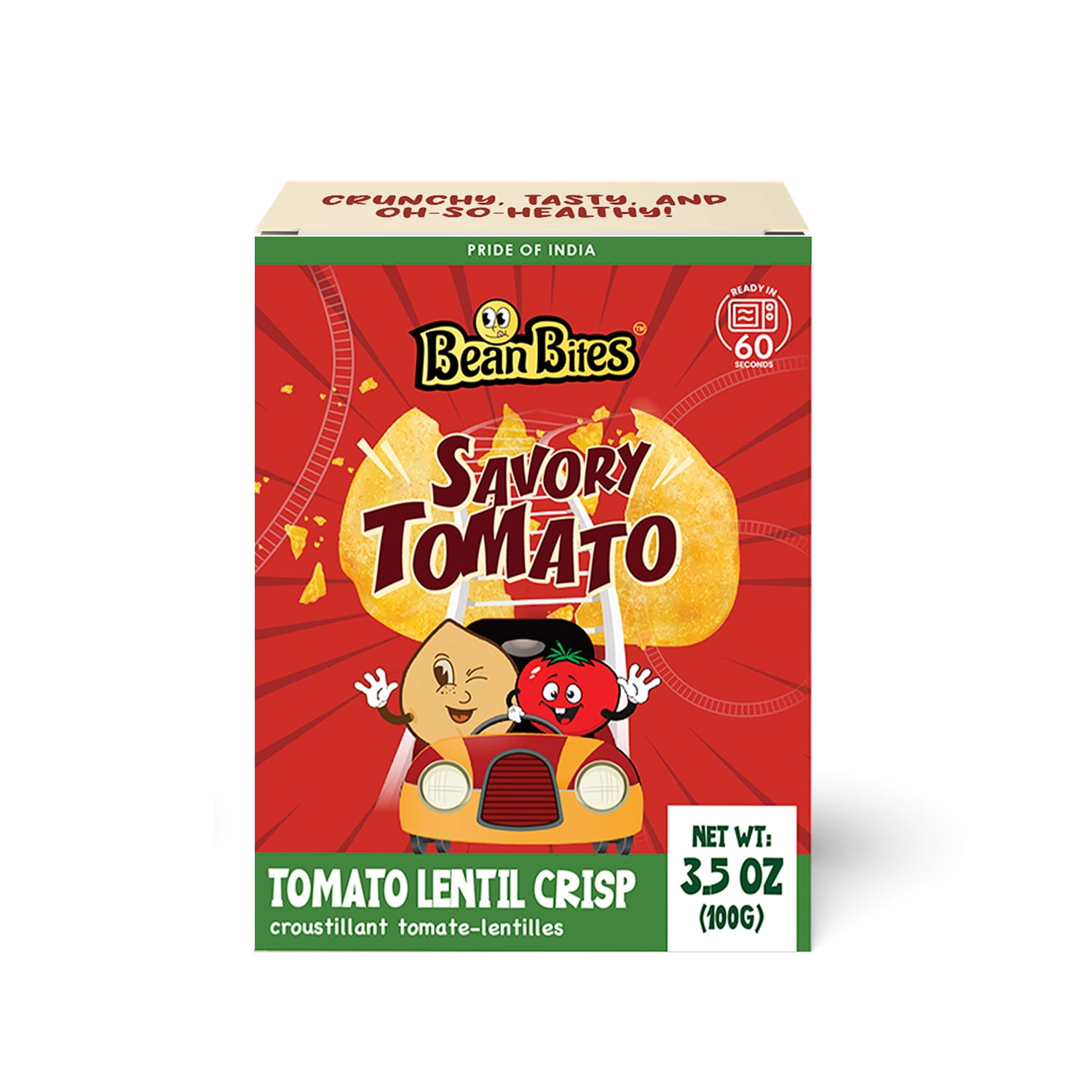 Bean Bites | Savory Tomato Lentil Crisp 3.53 oz (100 g) | Round Crunchy ...