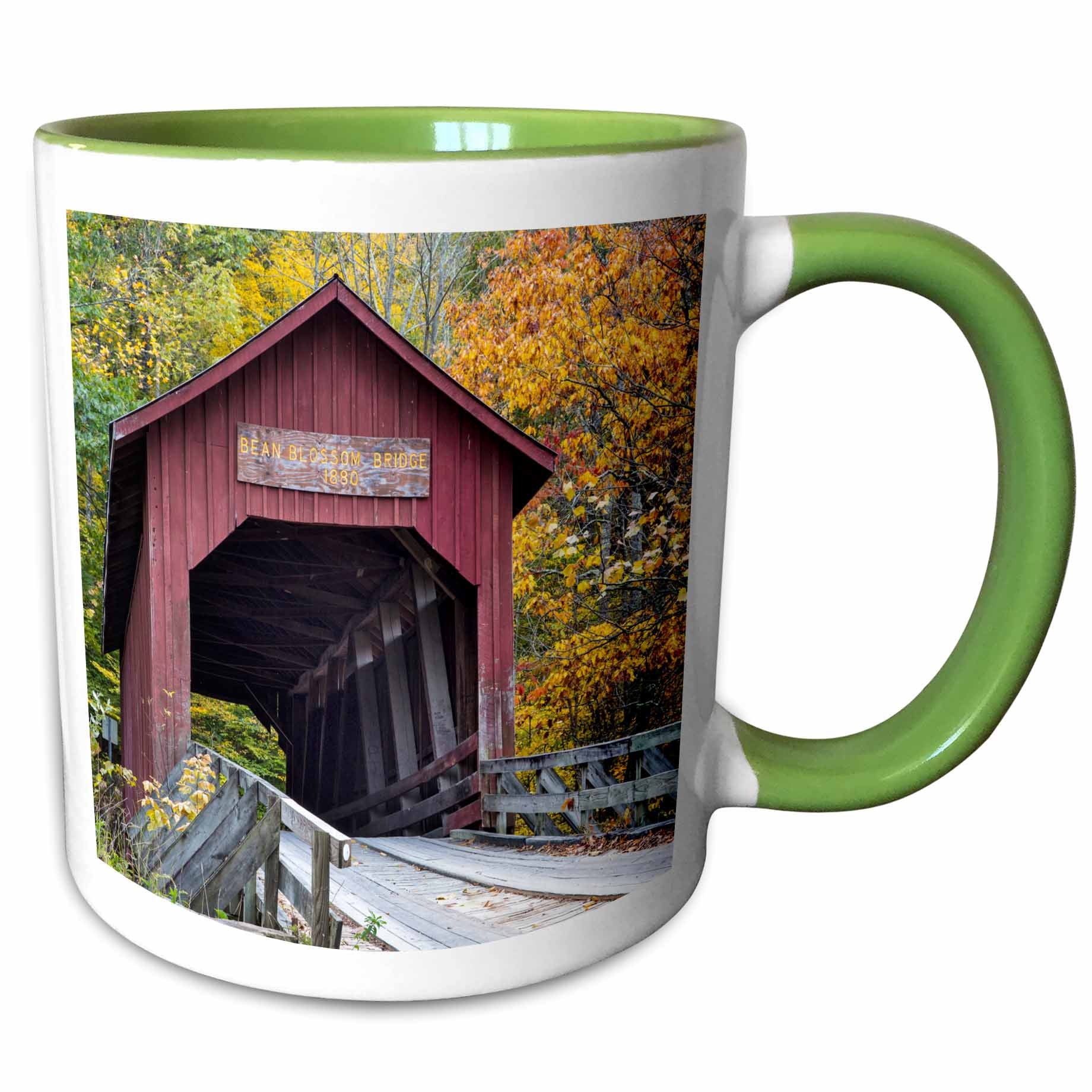 Bean Blossom Covered Bridge in Brown County, Indiana, USA 11oz Two-Tone ...