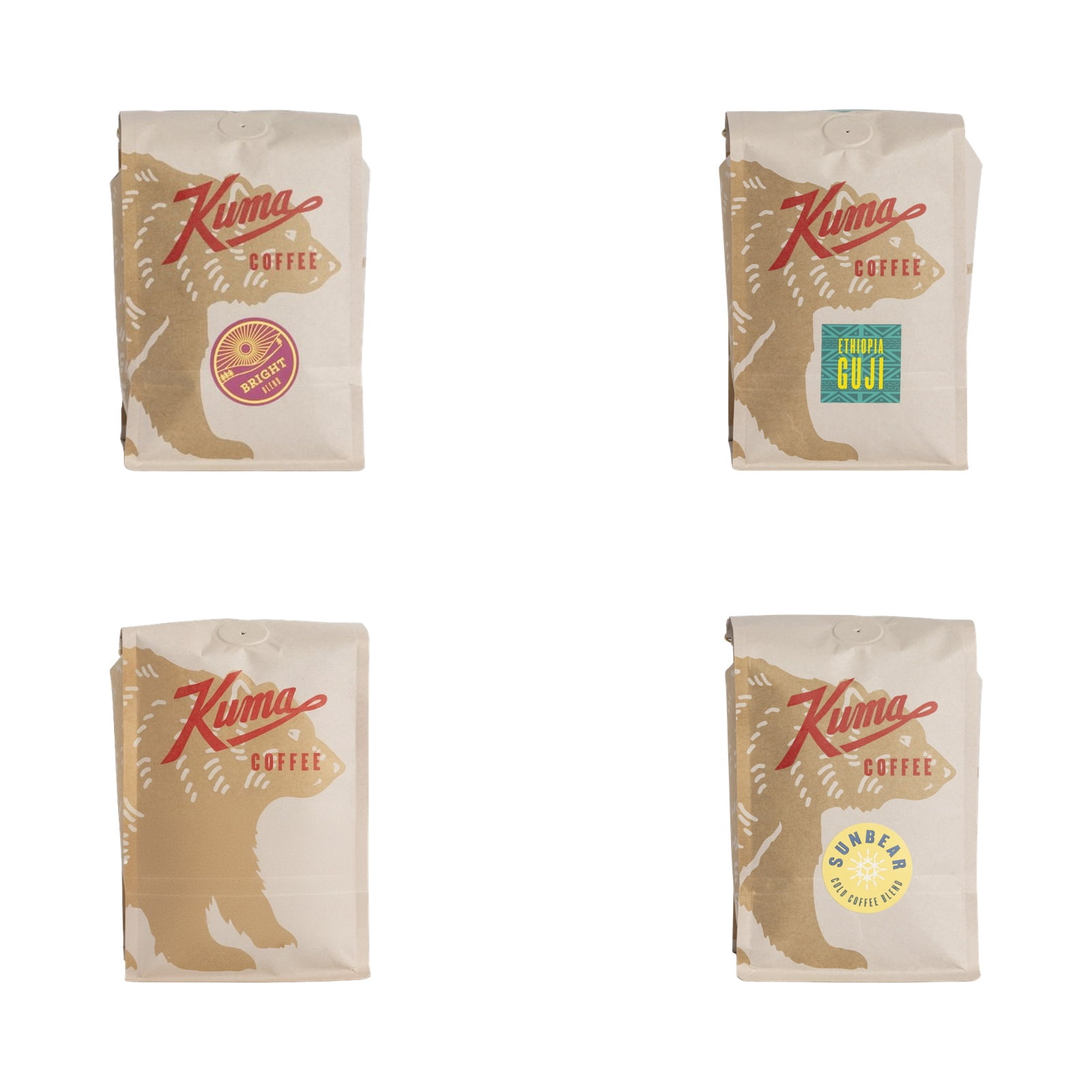 Bean Box Coffee Sampler - Roasted by Kuma Coffee, 4-Pack, Whole Bean ...