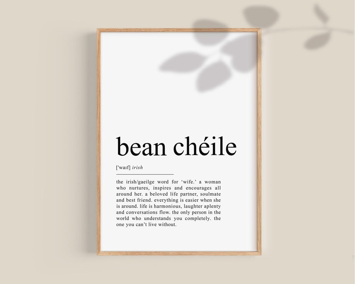 Bean Chéile Irish Wife Definition Wall Art, Unframed Canvas Size 12x18 ...