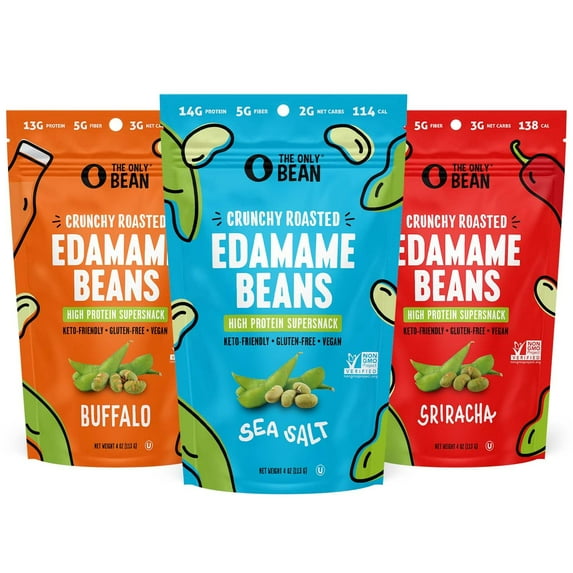 The Only Bean Crunchy KEF28 Dry Roasted Edamame Beans (Variety Pack ...