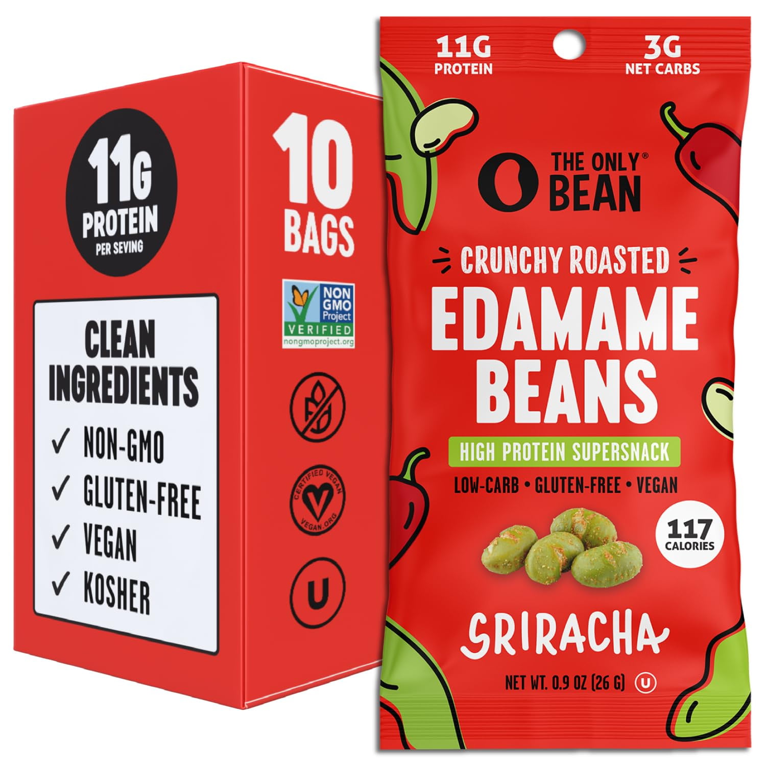 The Only Bean Crunchy MFF30 Roasted Edamame Snacks Pack (Sriracha ...