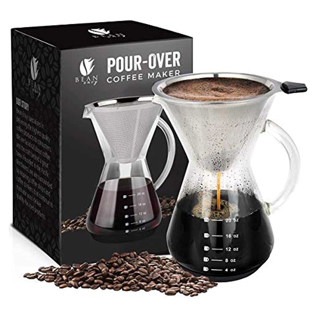Bean Envy Pour Over Coffee Maker - 20 oz Borosilicate Glass Carafe ...