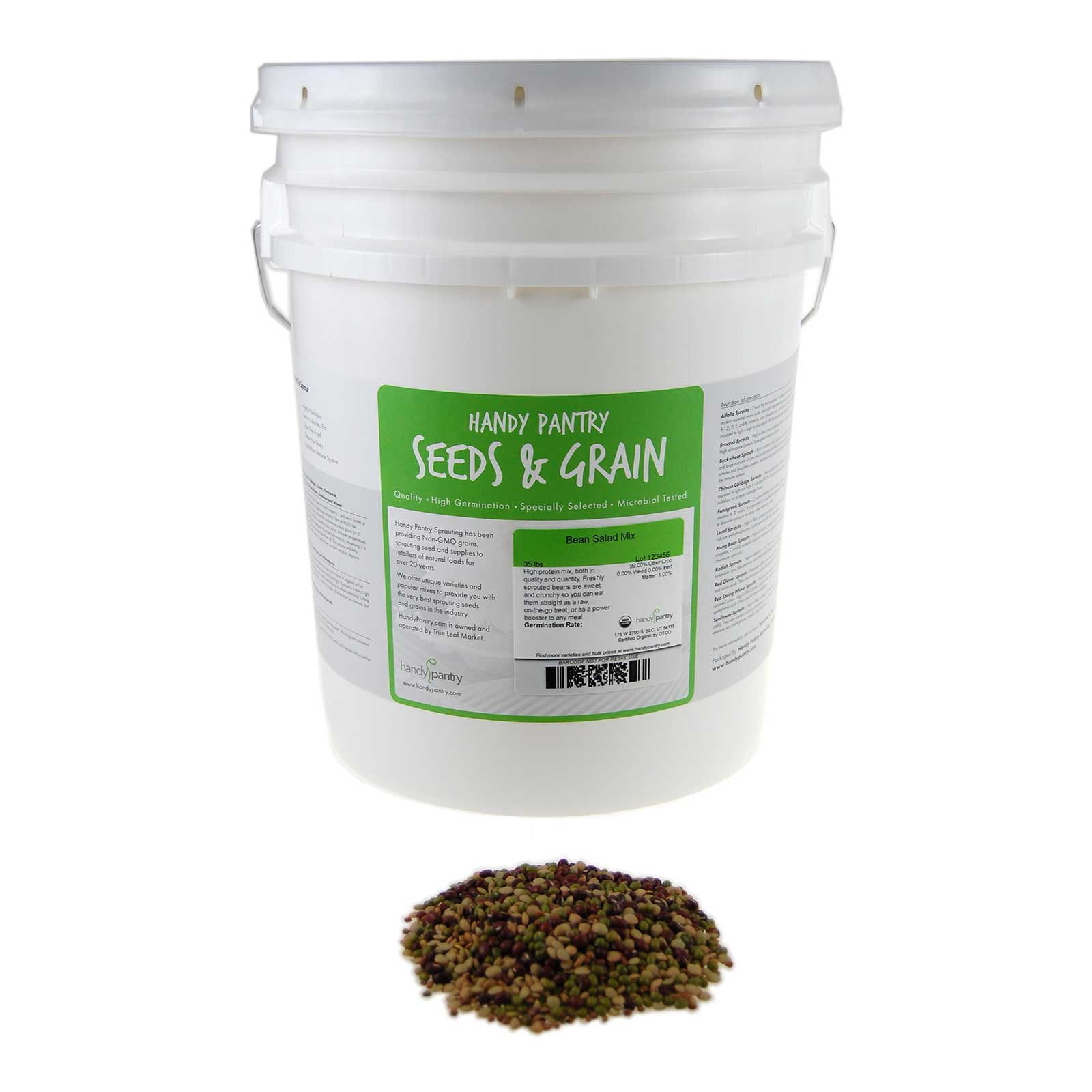 Bean Salad Sprouting Seed Mix- Certified Organic- 35 Lbs Bulk Bucket ...
