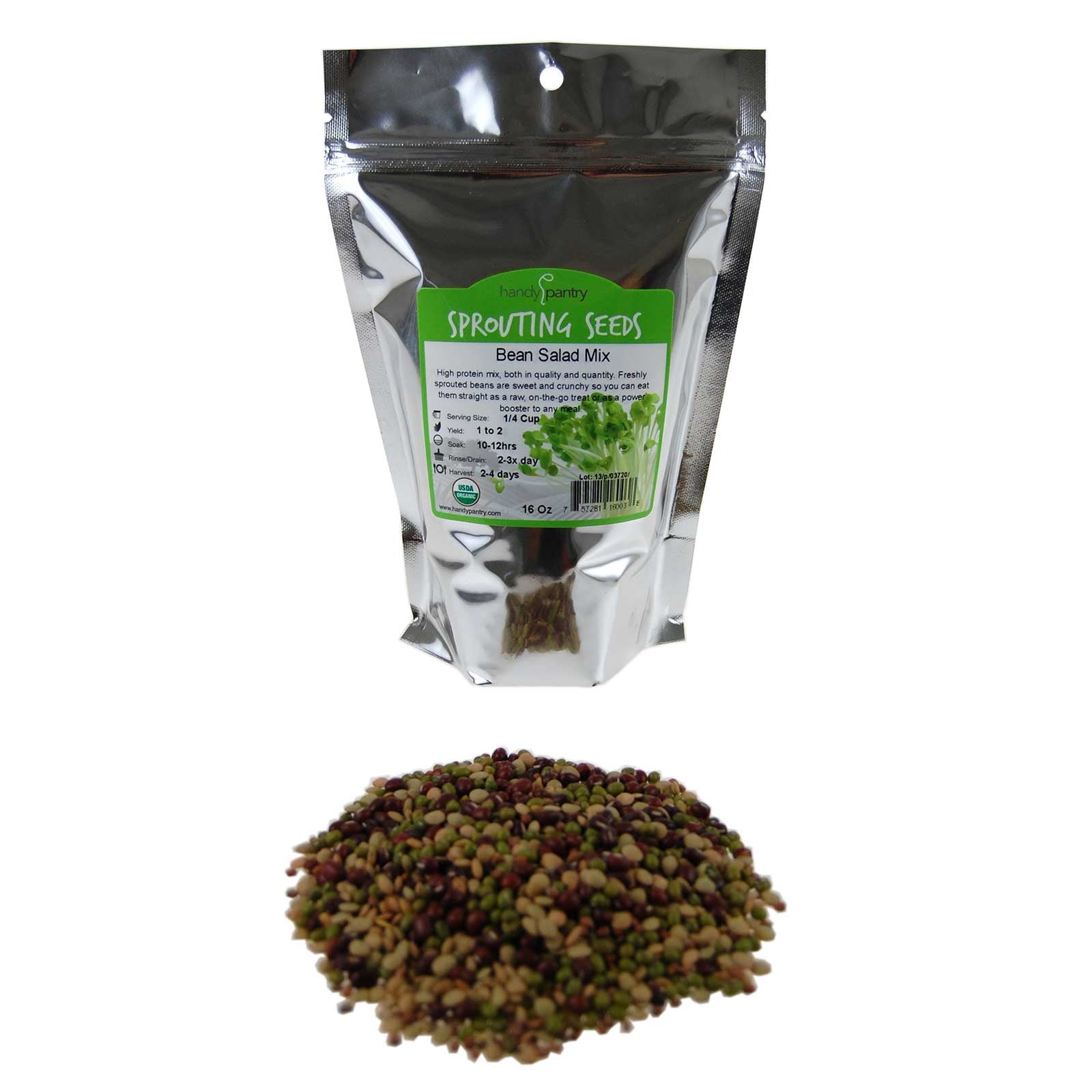 Bean Salad Sprouting Seed Mix- Organic- 1 Lbs- Mix of Bean Sprout Seeds ...
