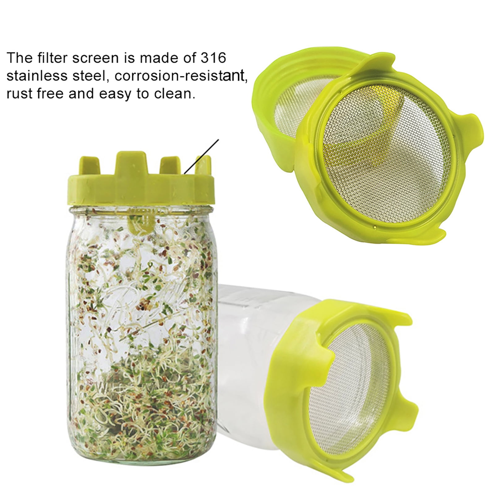 Bean Sprout Filter Food Grade Sturdy Stainless Steel Germination Kit ...