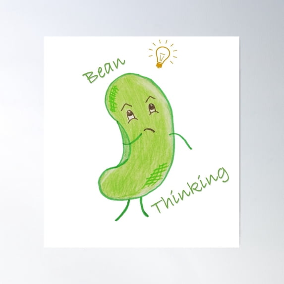 Bean Thinking Poster Wall Art, Modern Wall Decor For Living Room ...