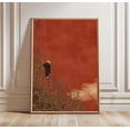 Bean Trellis Poster Gardener Ladder Scene Red Minimal Landscape Art ...