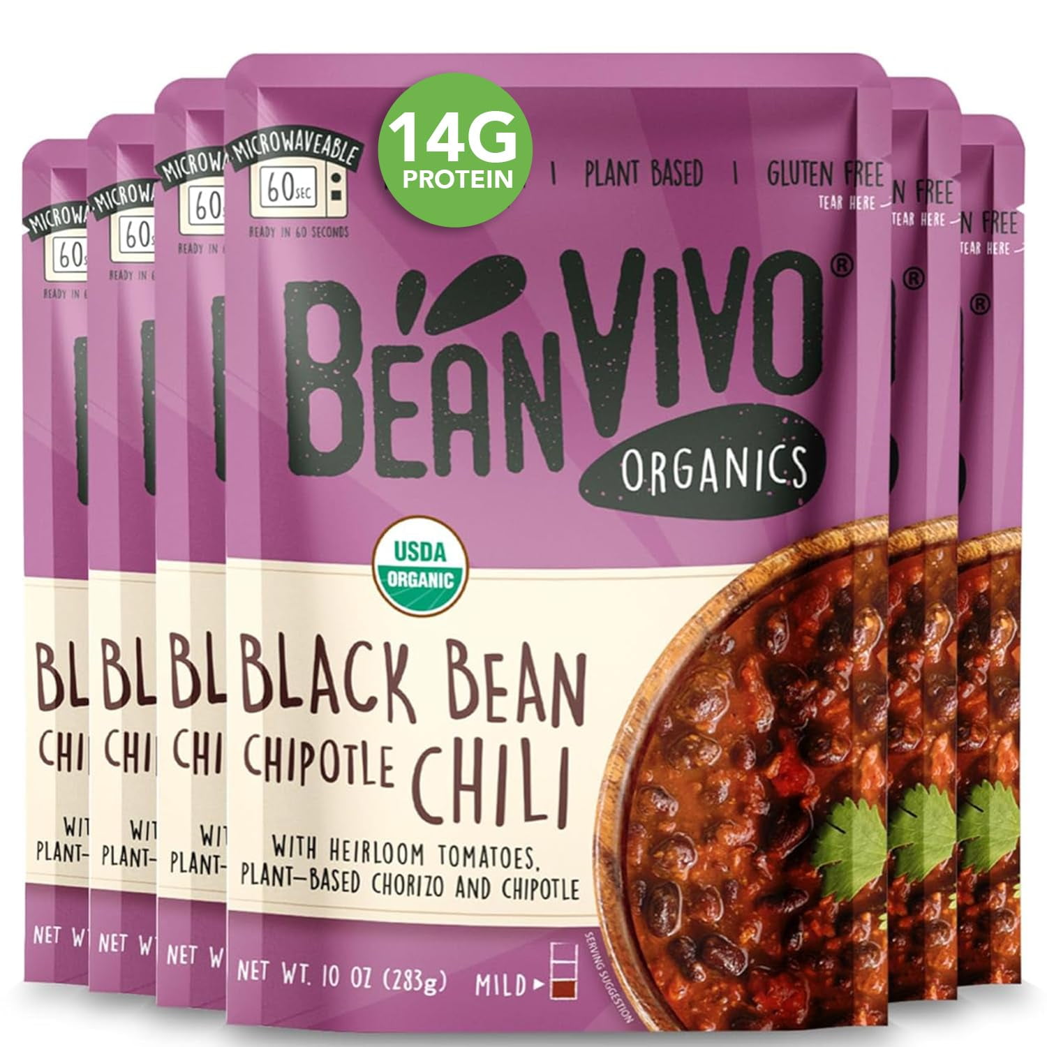 BeanVIVO (Pack of 6) RRF12 Organics Plant based Black Beans Chipotle ...