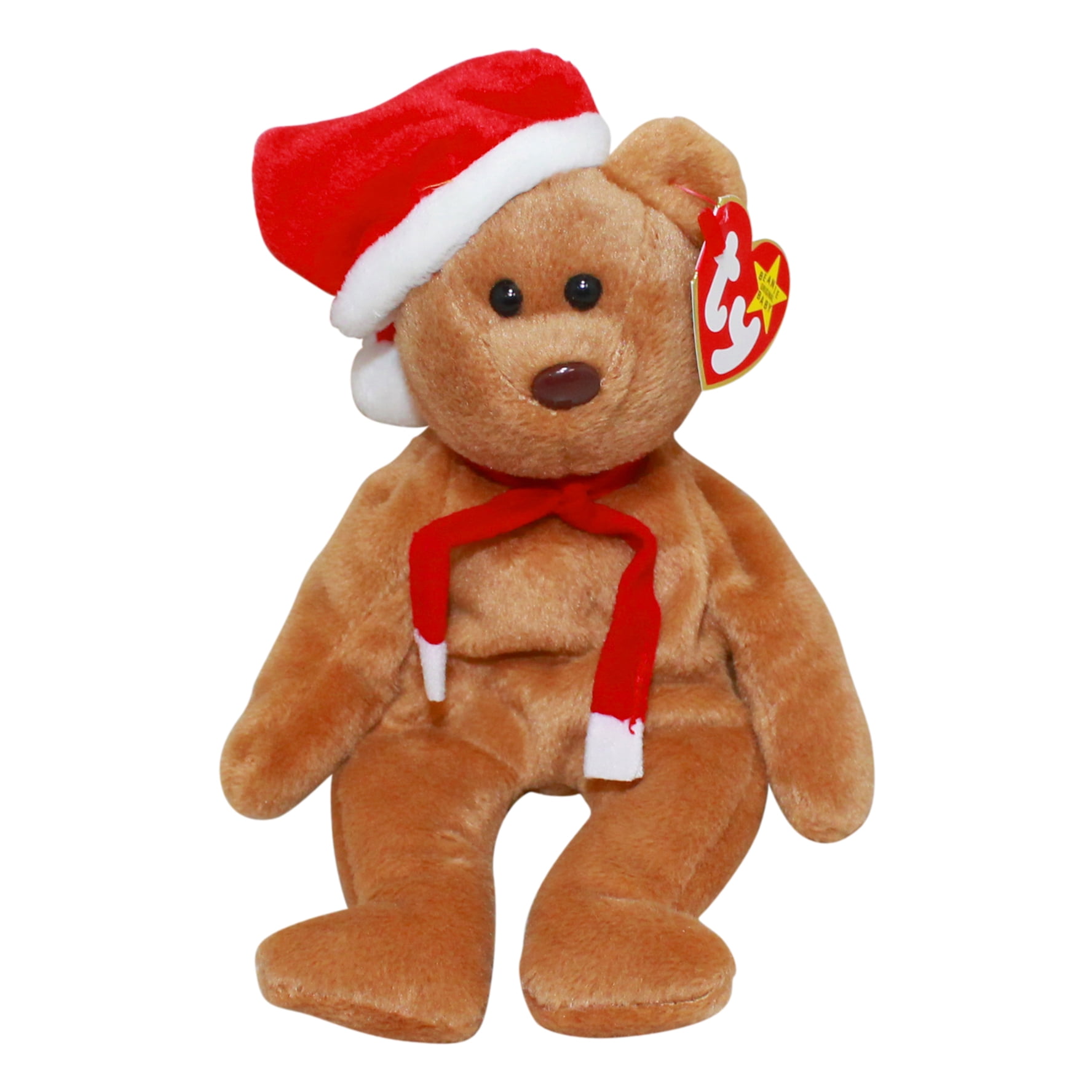 Ty Beanie Babies 1997 Holiday Teddy Christmas Plush in Santa Hat ...