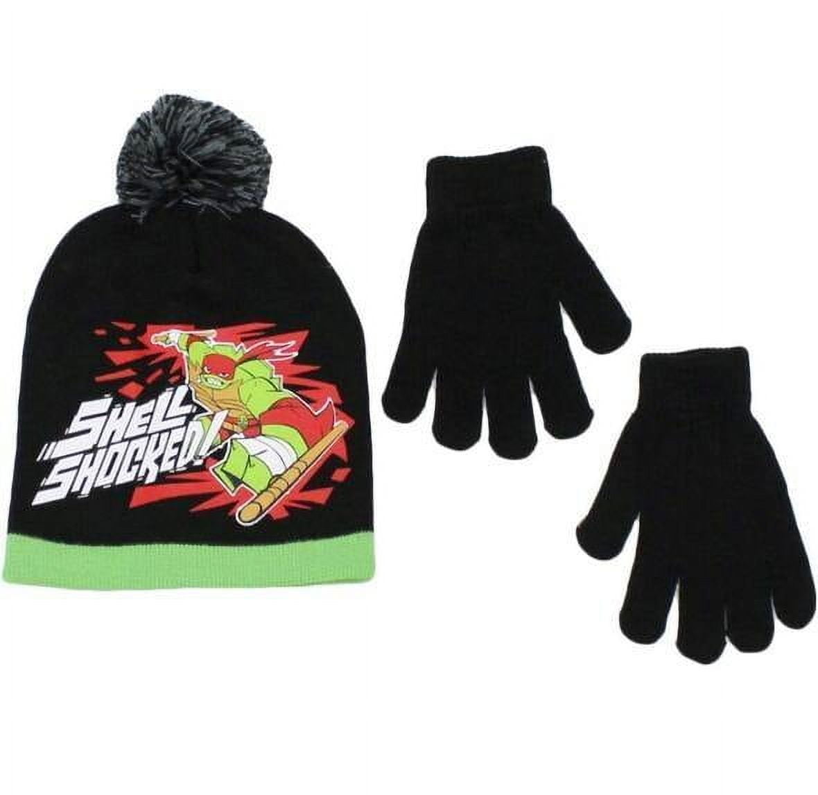 TMNT Kids Winter Hat & Gloves Set - Ralph Red Black Beanie Cap with ...