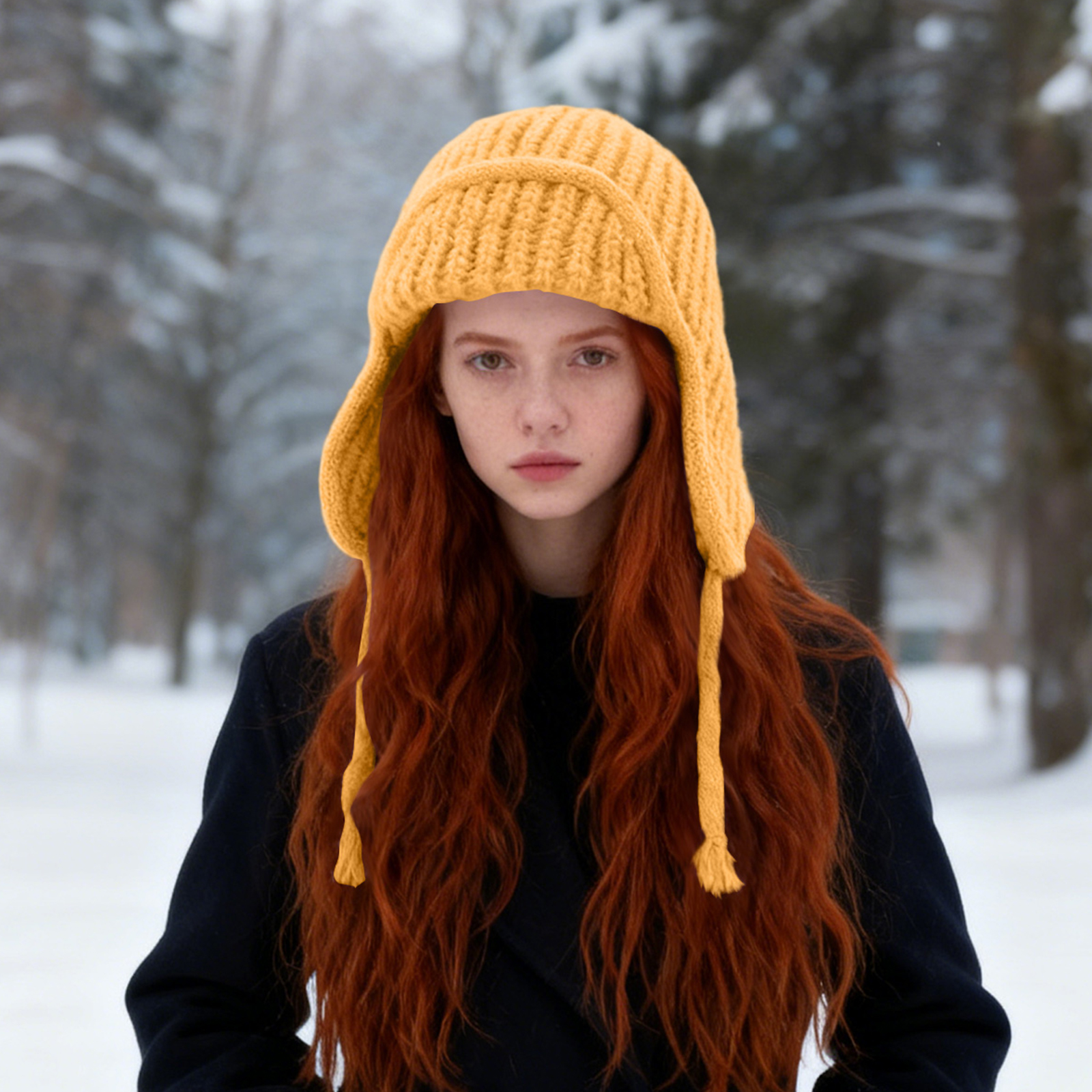 Beanie With Ear Flaps Woman Winter Hat Knit Hats for Women Beanie Hat ...