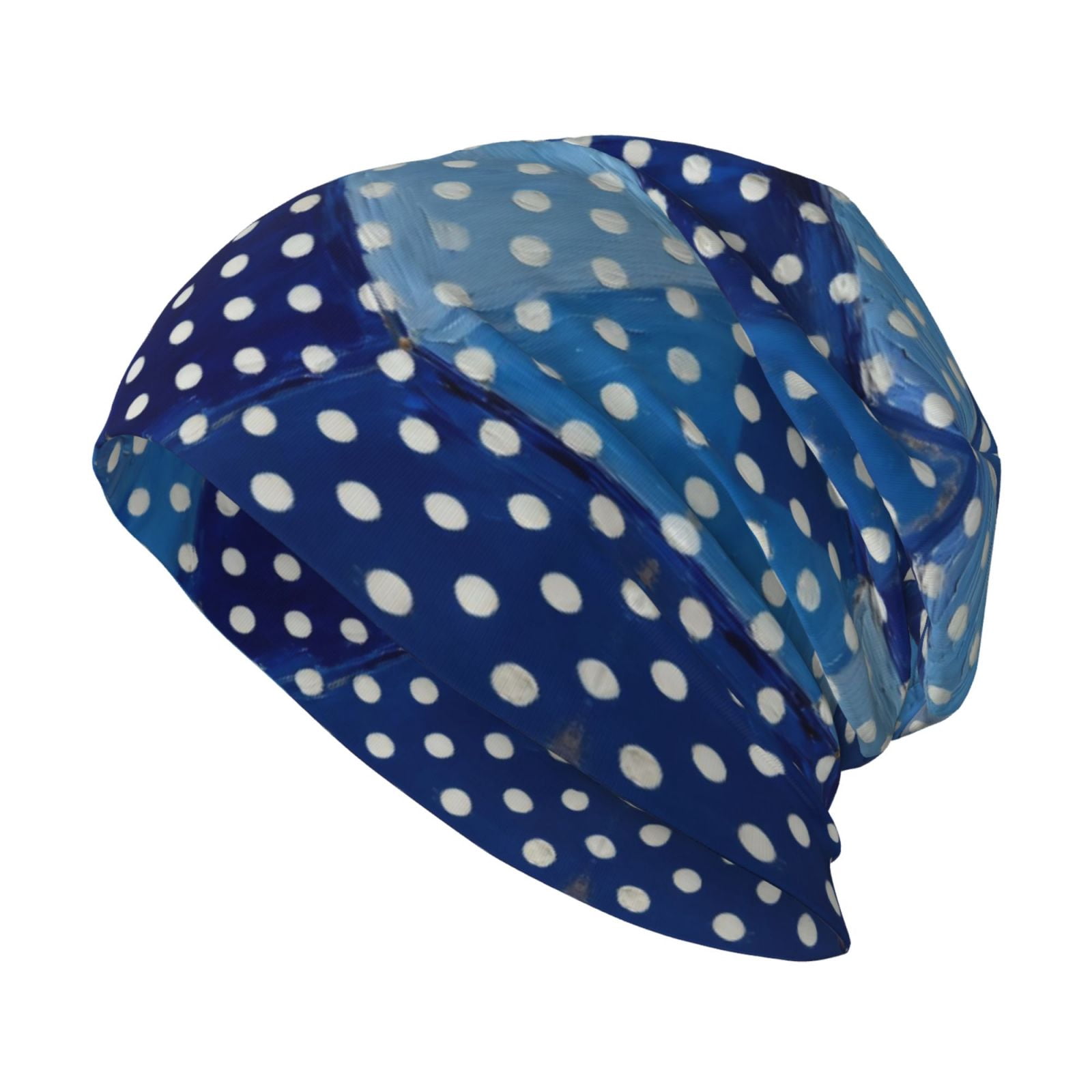 Beanie Hat Deep Blue And White Dots Hip-Hop Warm Skull Caps Unisex ...