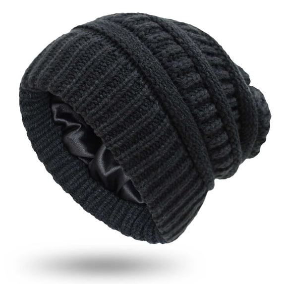 Beanie Hat for Men Winter Warm Hats Knit Slouchy Thick Cap 2025 Black ...