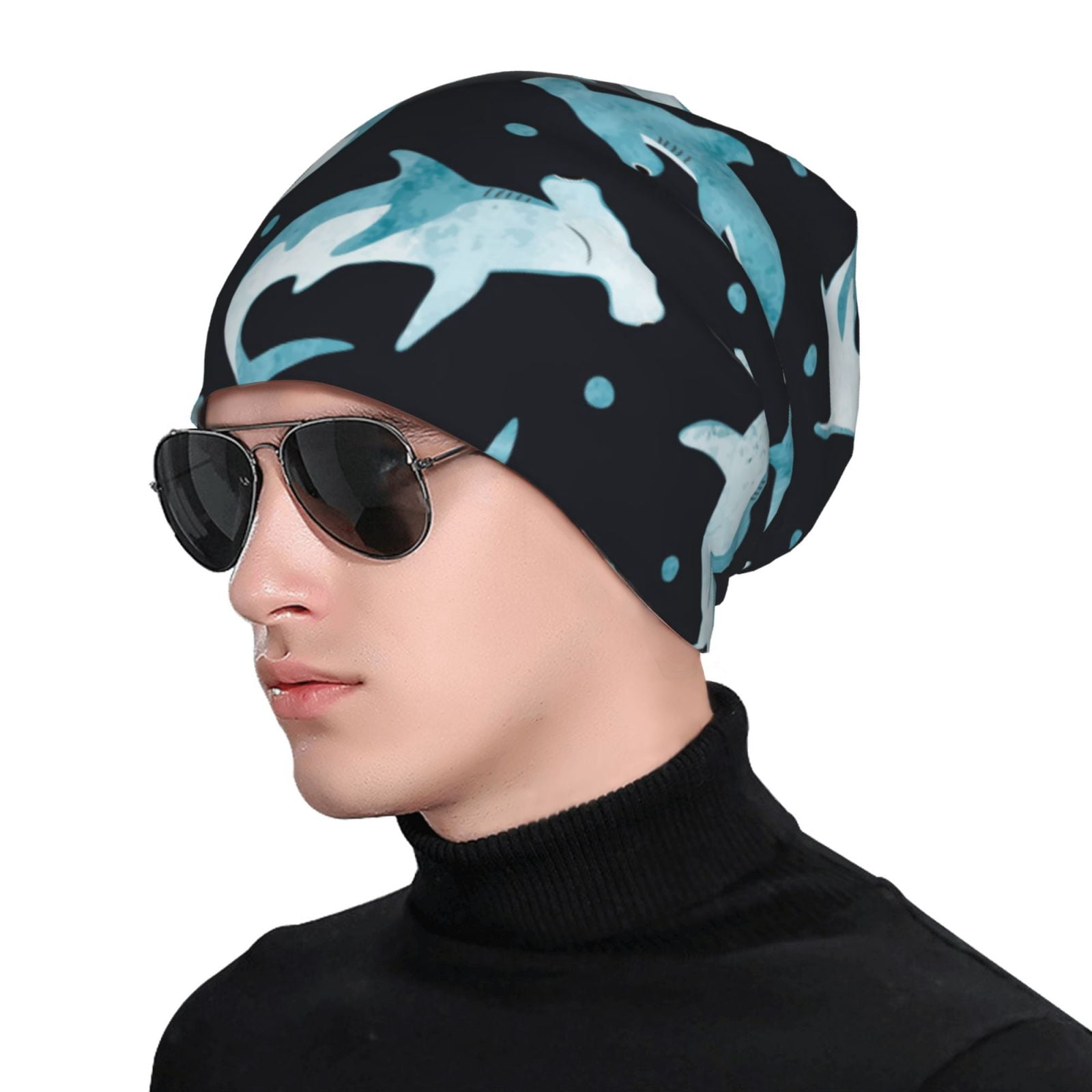 Beanie for Men and Women, Blue dot hammerhead shark Cozy Winter Hat ...