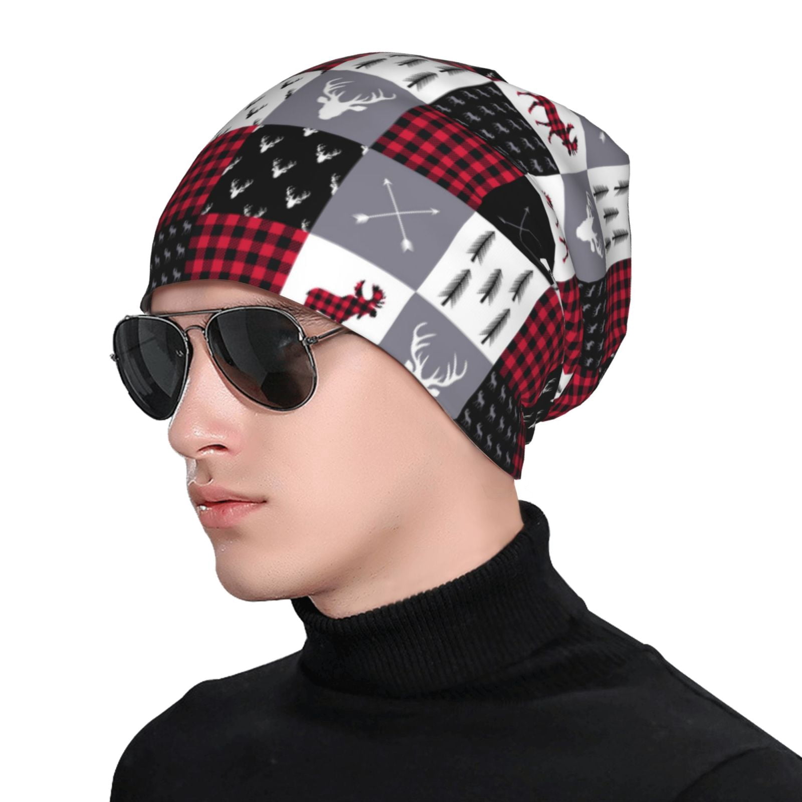 Beanie for Men and Women, Buffalo plaid Elk arrows deer moose Cozy ...