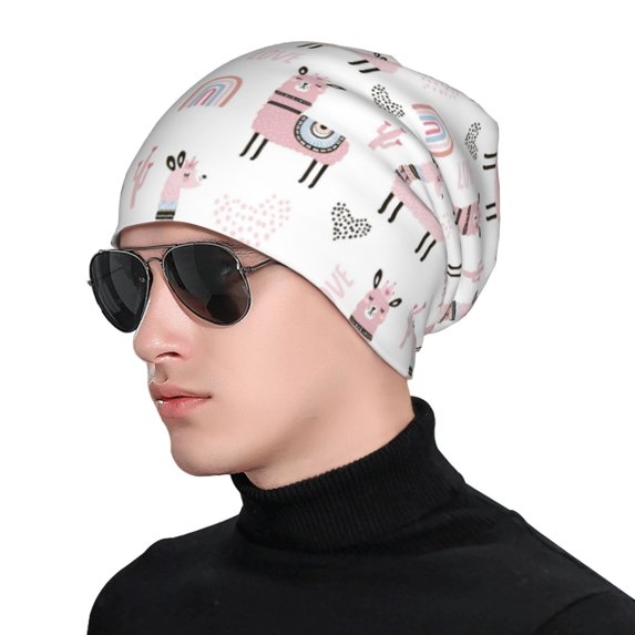 Beanie for Men and Women, Cartoon Cute Alpacalove Pink Cozy Winter Hat ...