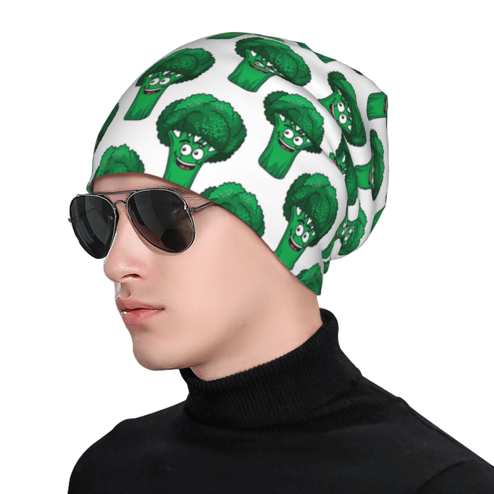 Beanie for Men and Women, Cartoon smiling green broccoli cute Cozy ...
