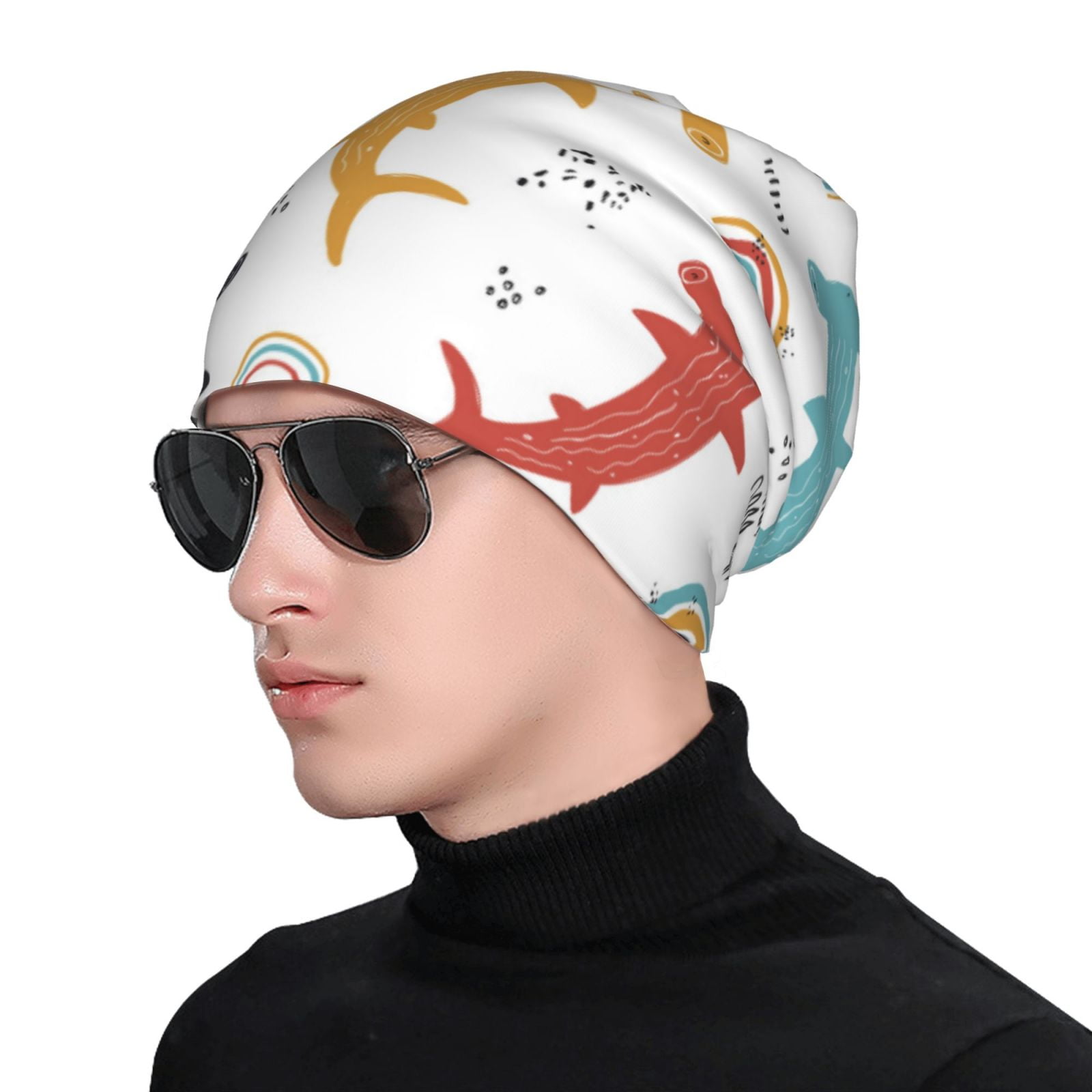 Beanie for Men and Women, Colorful Rainbow Hammerhead Shark Cozy Winter ...