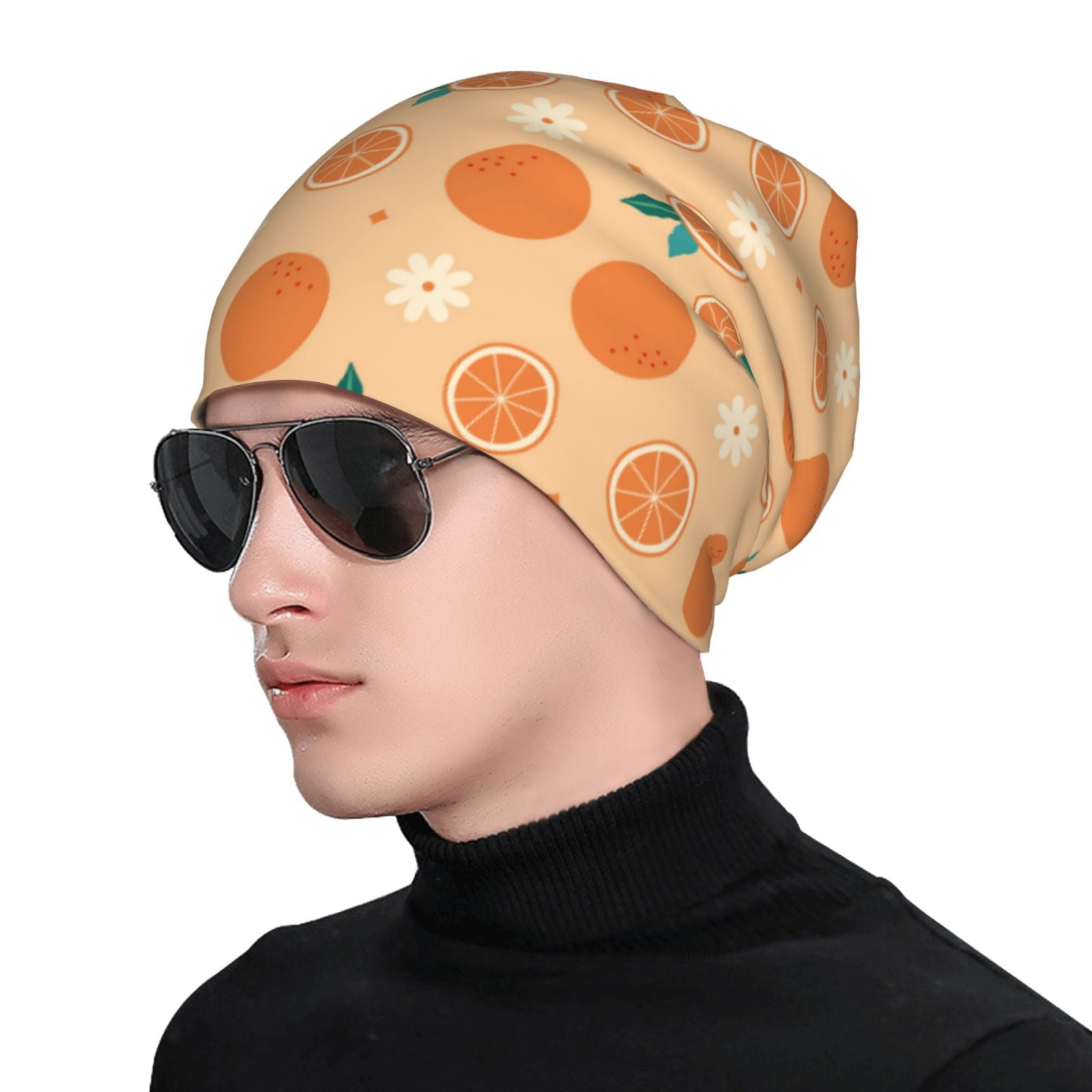 Beanie for Men and Women, Cute Orange Flower Leaves Cozy Winter Hat ...