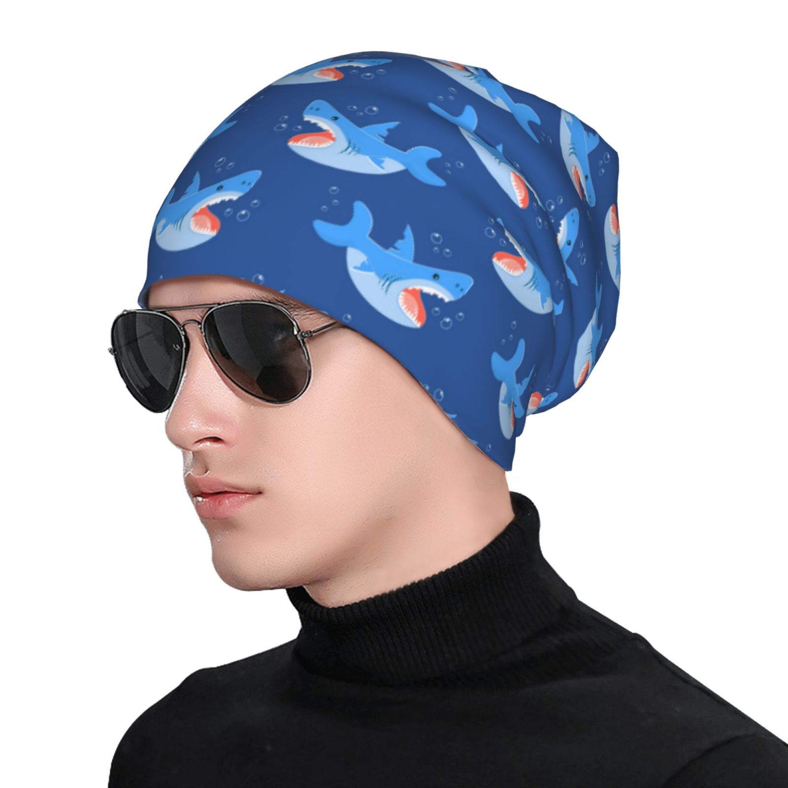 Beanie for Men and Women, Funny Cartoon Cute Shark Blue_A Cozy Winter ...