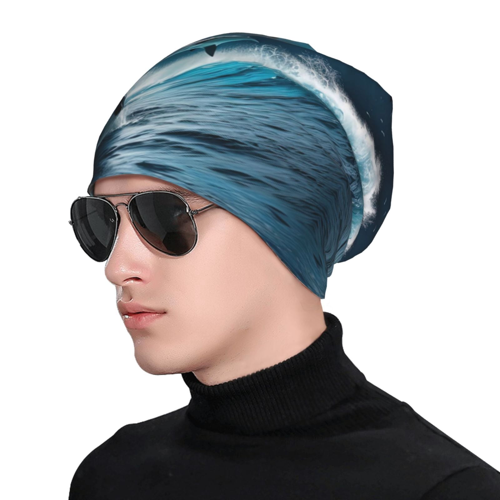 Beanie for Men and Women, Ice Blue Ocean Cute Dolphin A Cozy Winter Hat ...