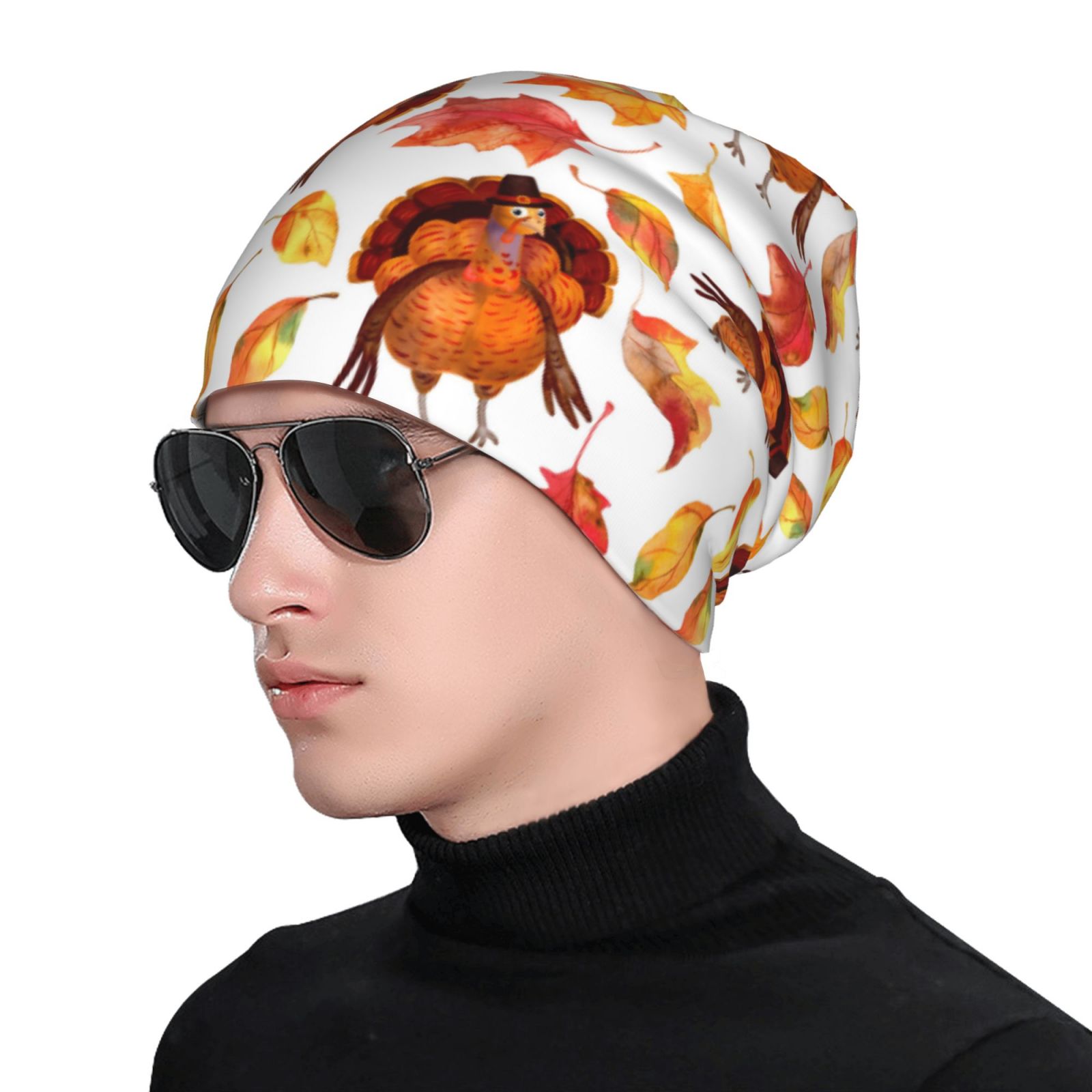 Beanie for Men and Women, Thanksgiving Turkey Leaves Cozy Winter Hat ...