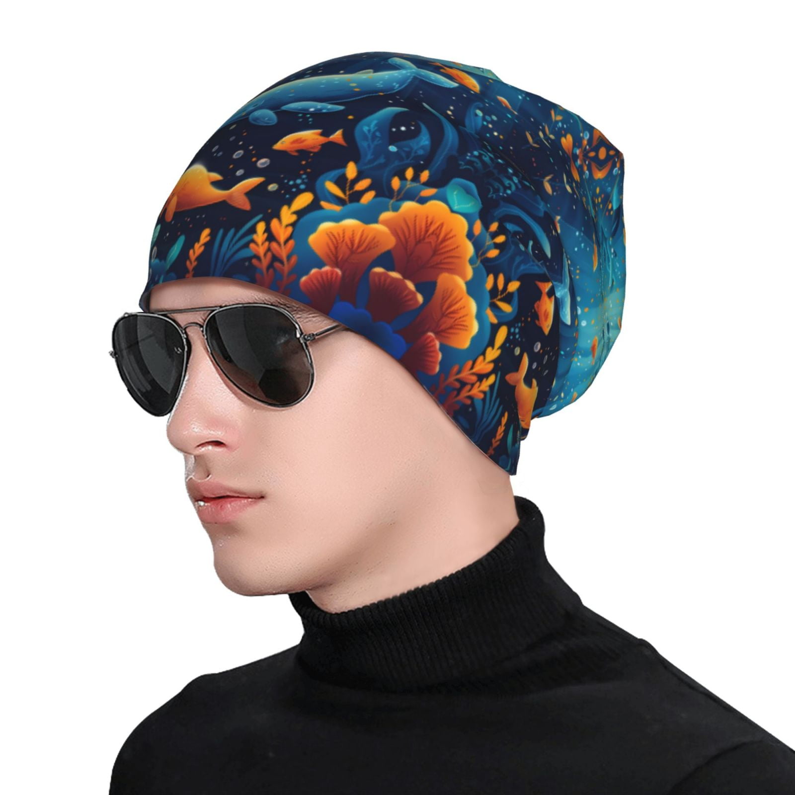 Beanie for Men and Women, Whimsical Underwater Fantasy Cozy Winter Hat Beanies Hats Skull Cap ...