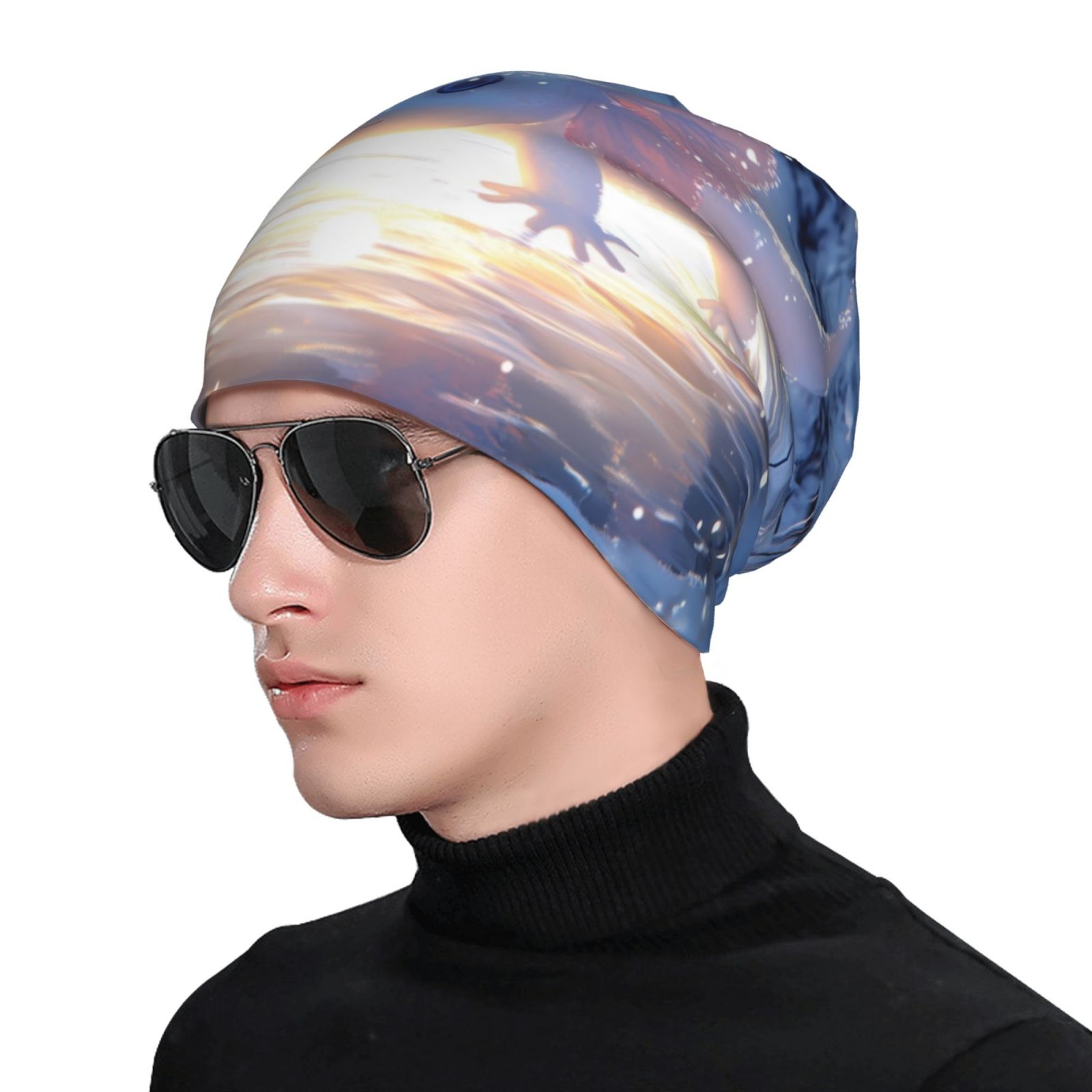 Beanie for Men and Women, Winter Axolotl in Frozen Pond A Cozy Winter ...