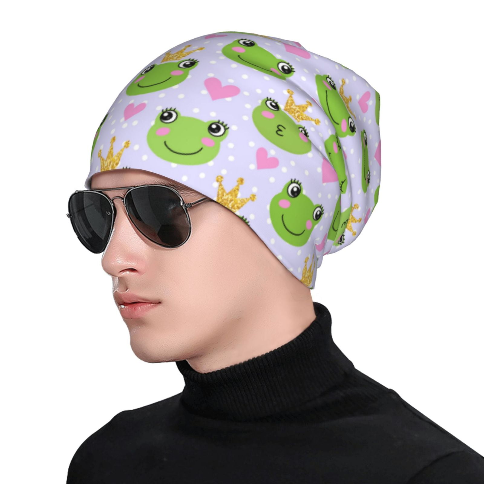 Beanie for Men and Women, cute frogs crowns heart purple Cozy Winter ...