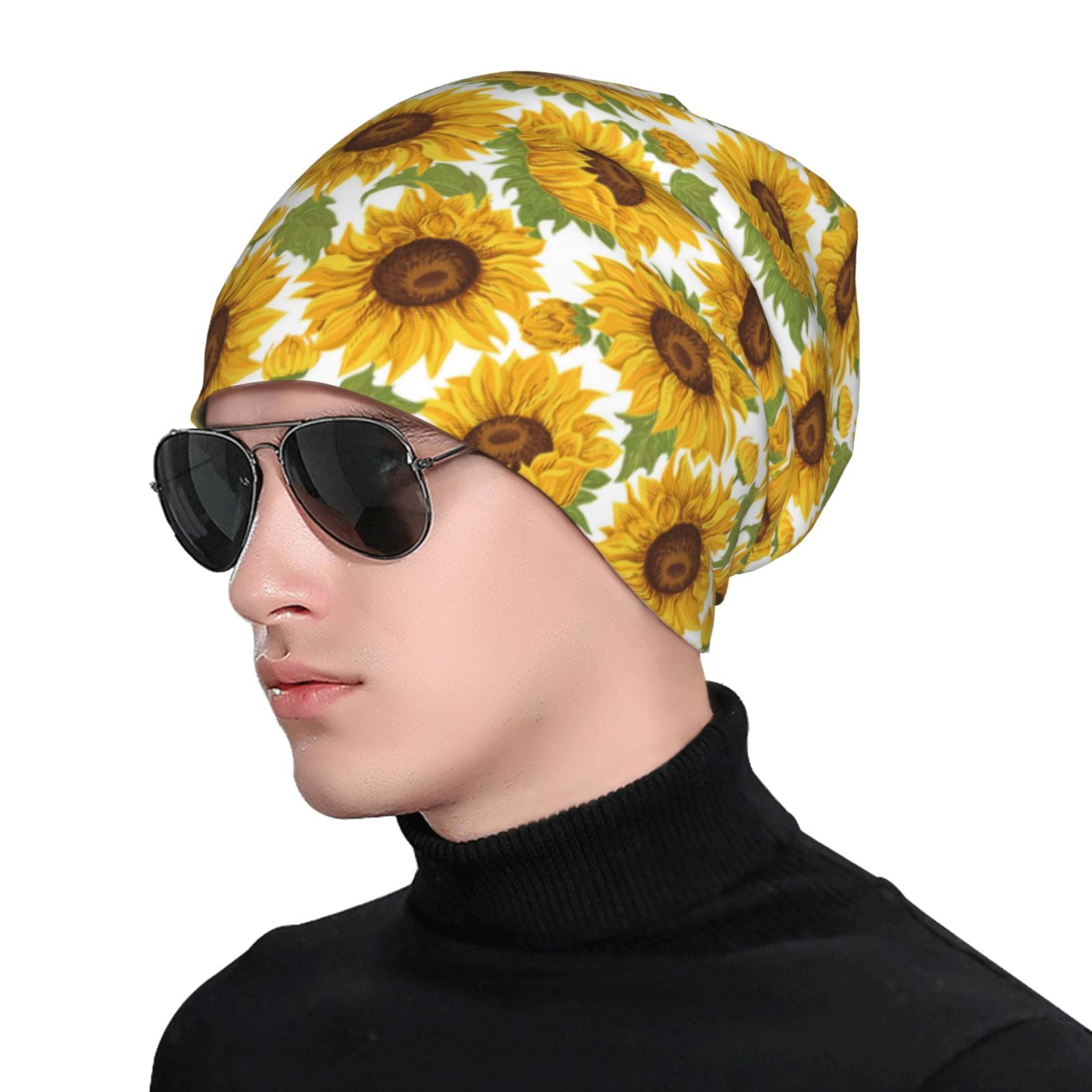 Beanie for Men and Women, Yellow Sunflowers Cozy Winter Hat Beanies ...