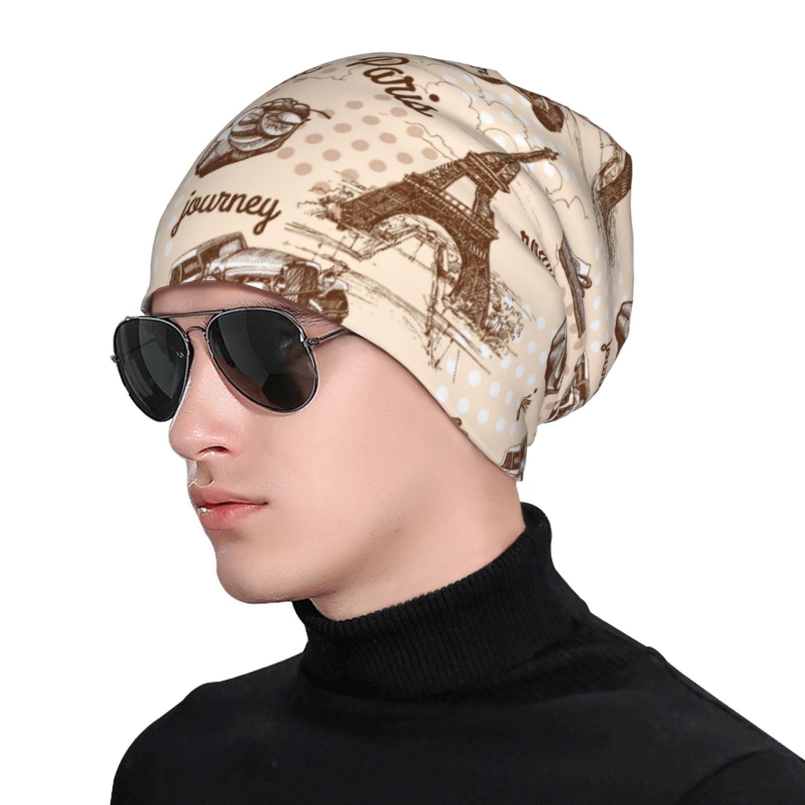 Beanie for Women Men, Eiffel Tower Vintage Soft Beanie Hats Winter Knit ...