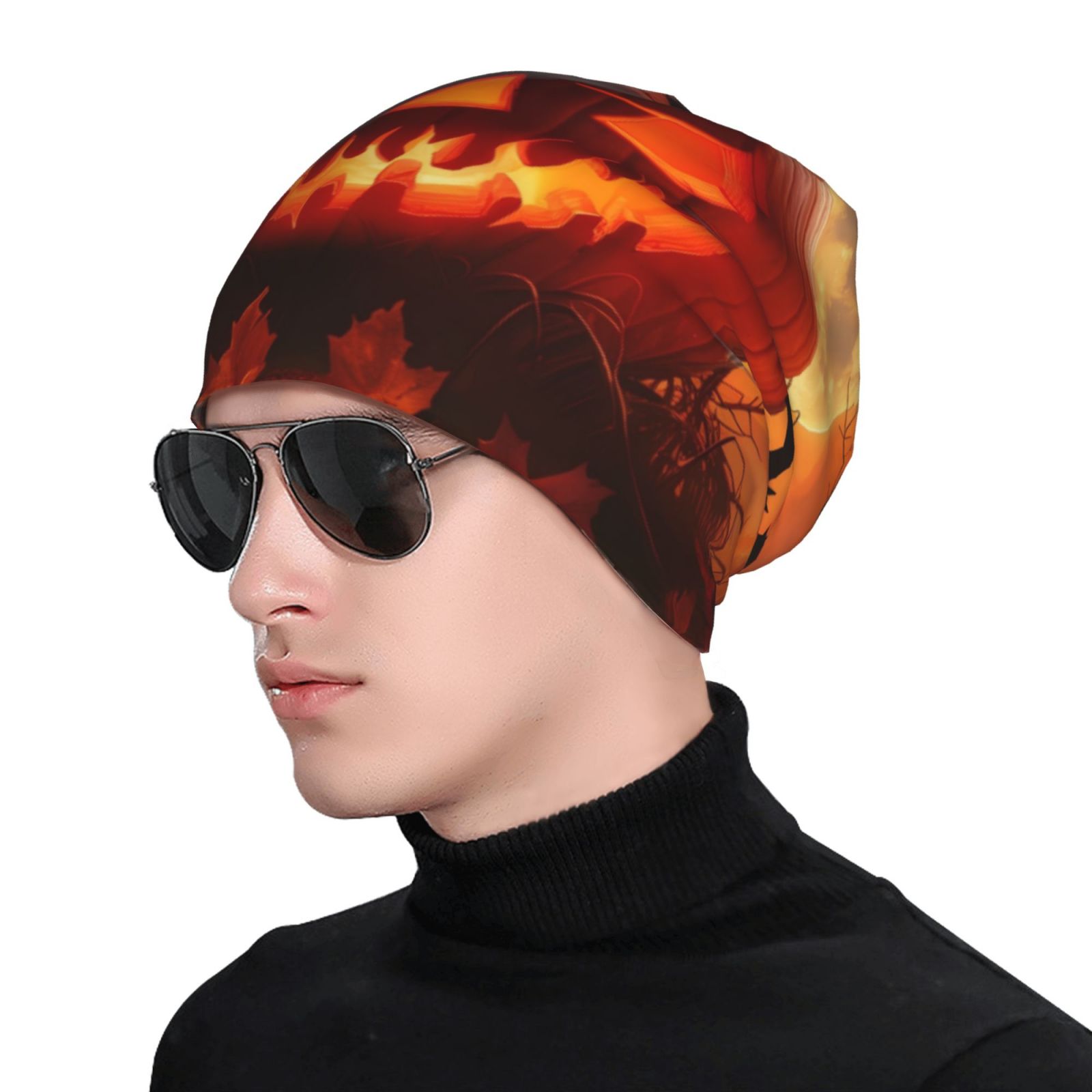 Beanie for Women Men, Halloween Full Moon Pumpkin Bat Z Soft Beanie ...
