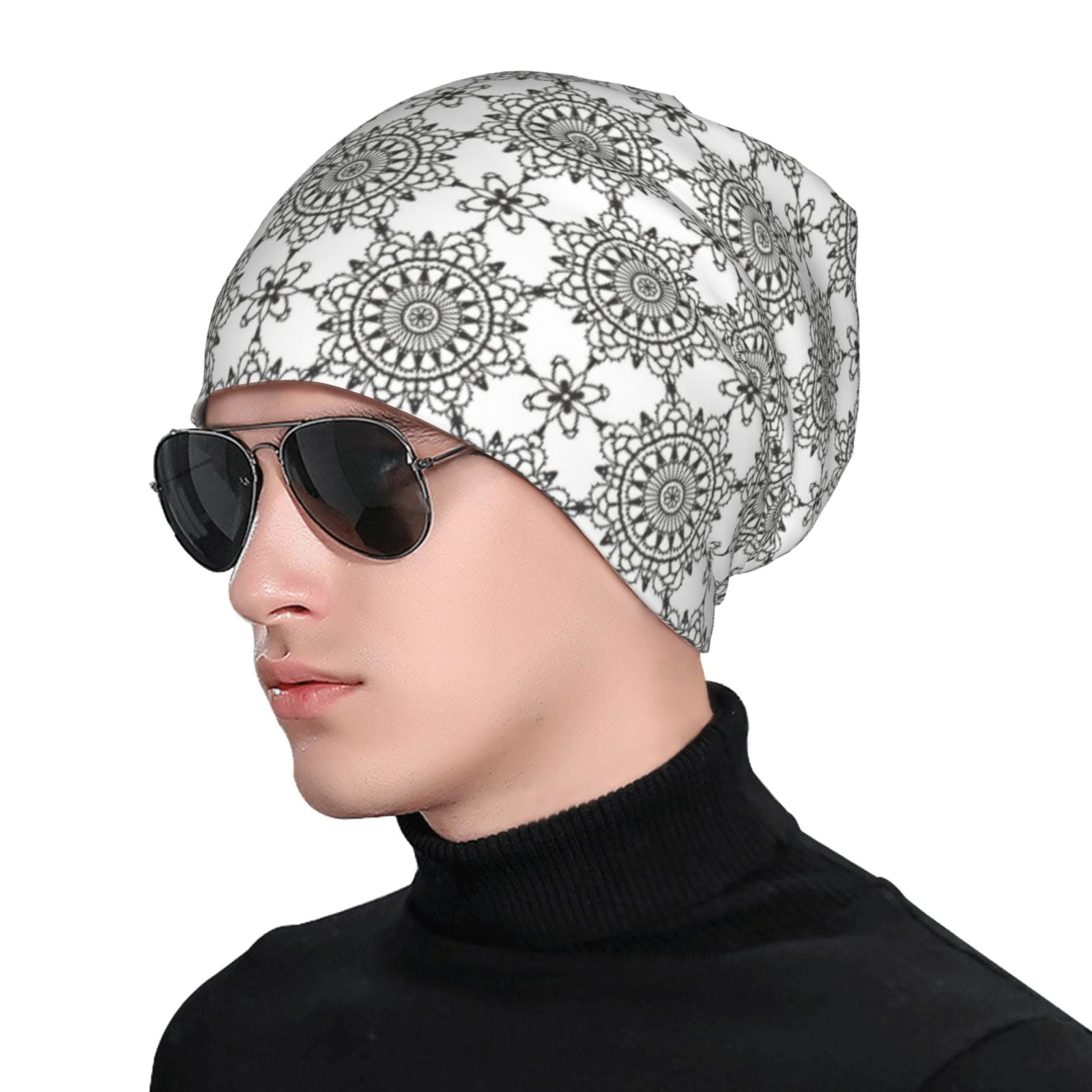 Beanie for Women Men, Retro sketch flower lines Soft Beanie Hats Winter ...