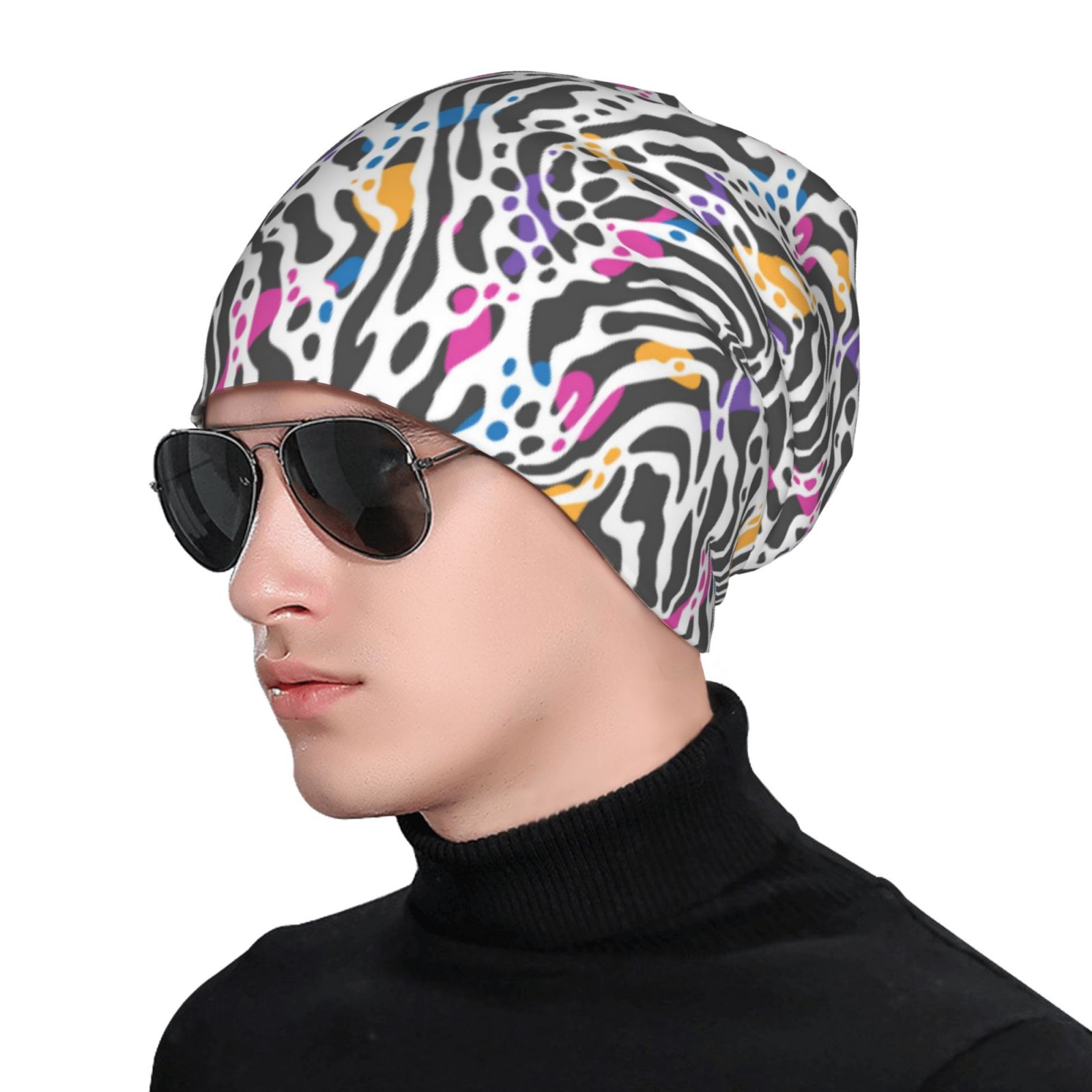 Beanie for Women Men, Zebra print colorful cute Soft Beanie Hats Winter ...
