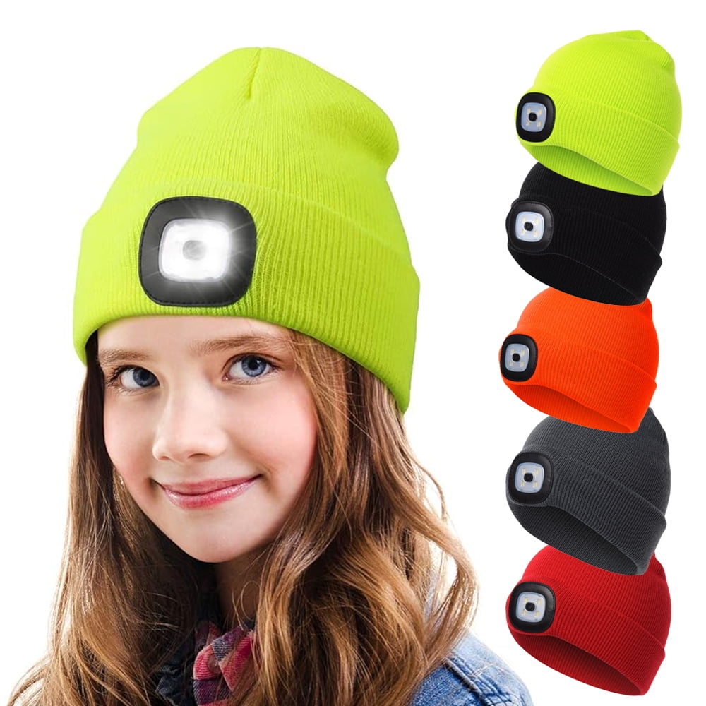 Beanie with Light for Kids, USB Rechargeable Hands Free LED Headlamp ...