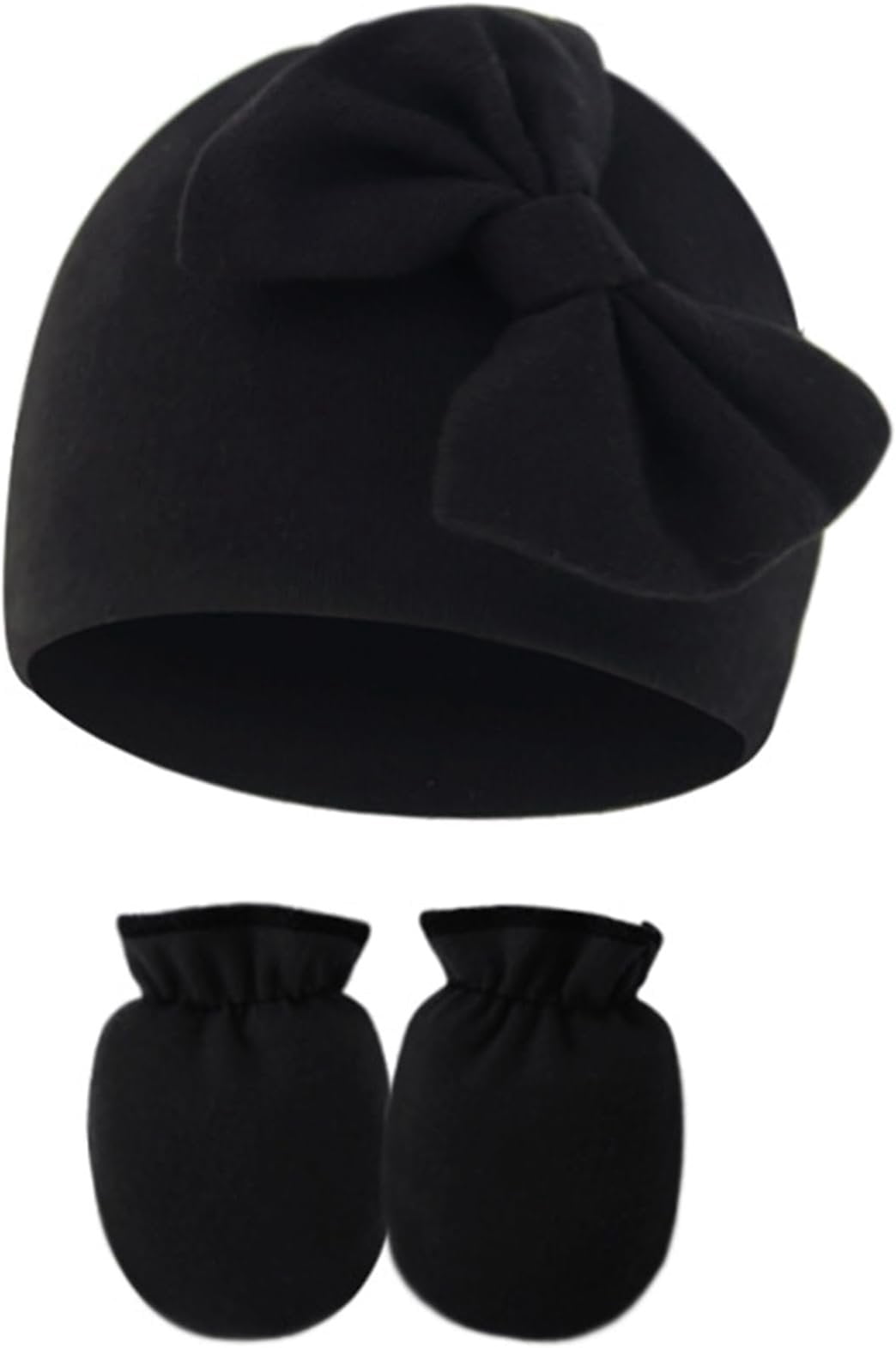 Beanies Cap No Scratch Mittens Set 0-6 Months Bow Caps Girls Boys Cute ...