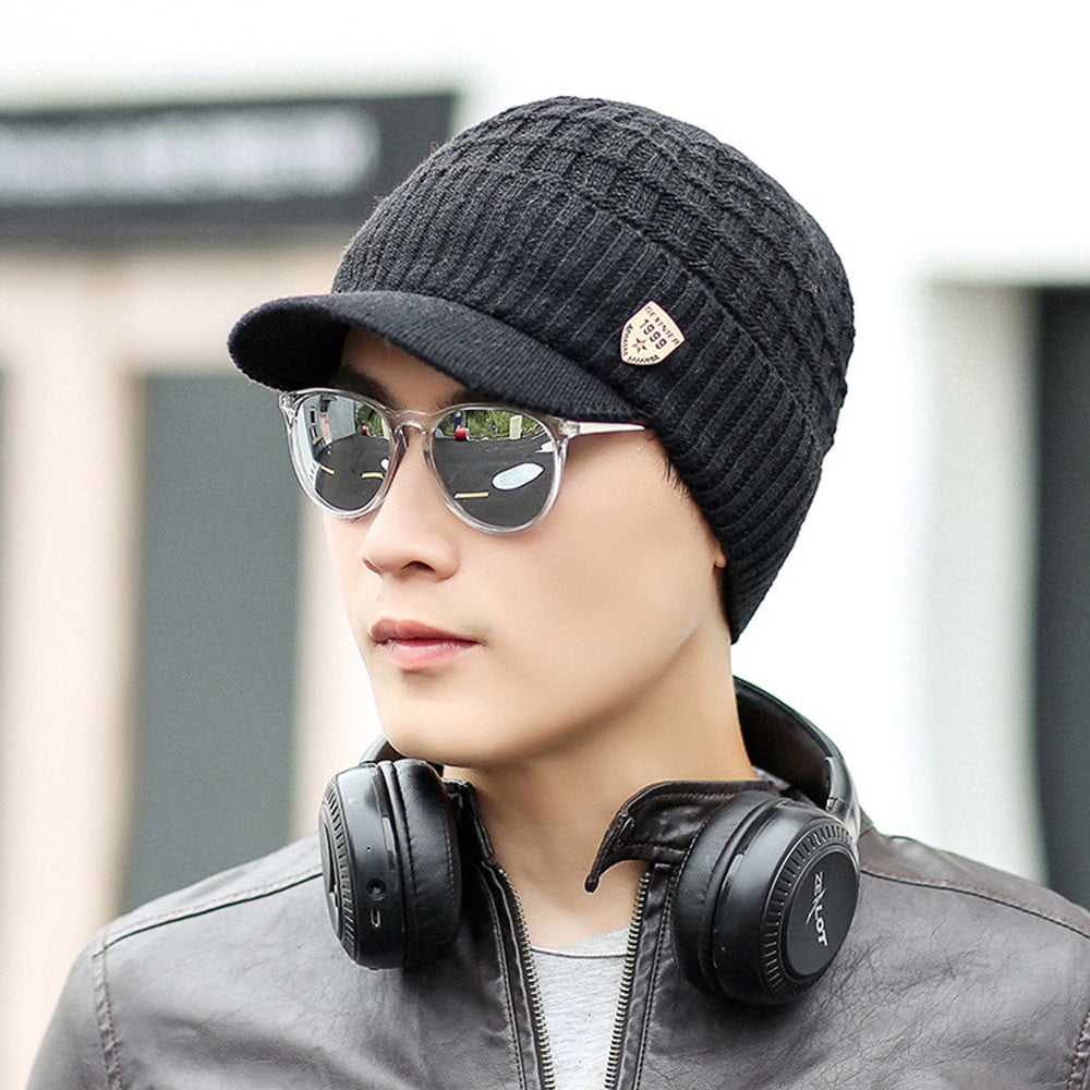 Beanies Hats Men, Baberdicy Men Warm Baggy Weave Crochet Winter Wool ...