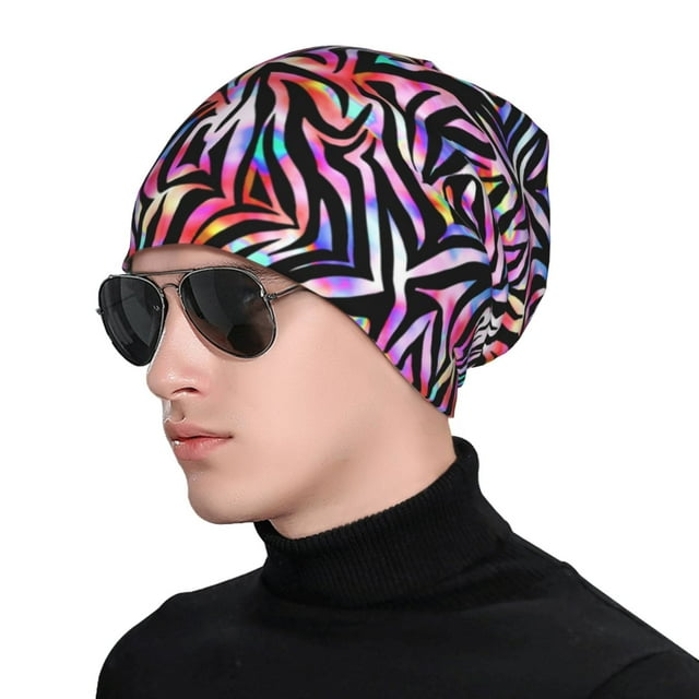Beanies Hats Men Women - Colorful bright zebra print Unisex Breathable ...